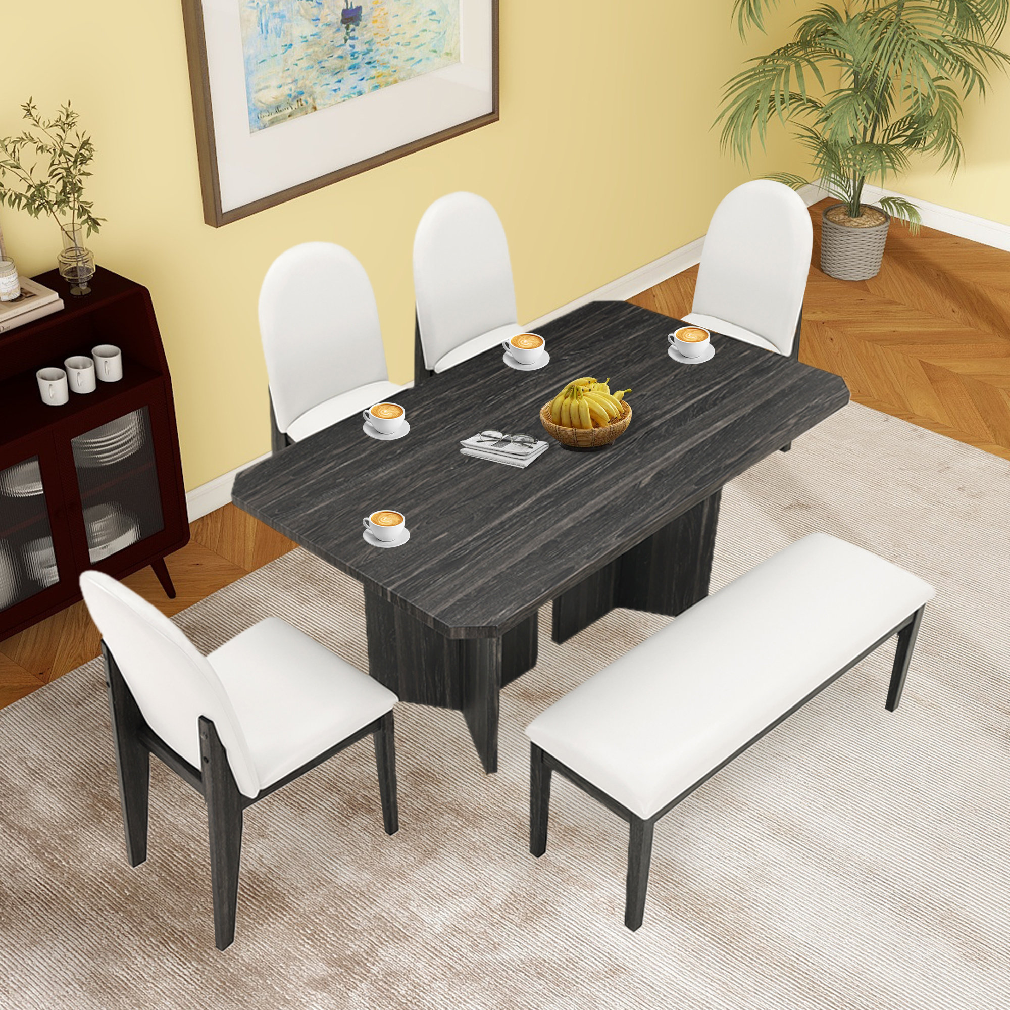 Hokku Designs Yufan 6 - Piece Double Pedestal Dining Set - Wayfair Canada