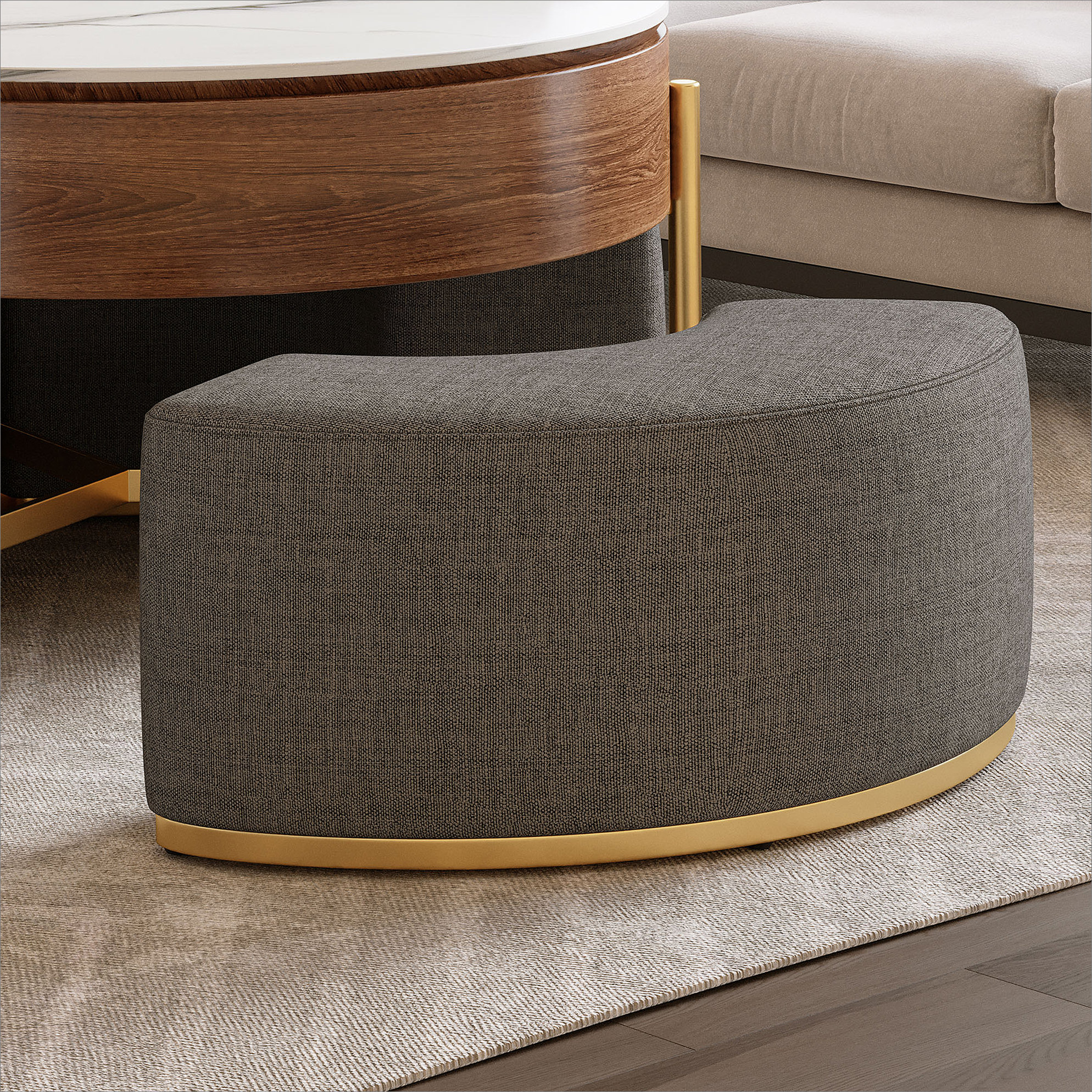 Hokku Designs Modern Lift-Top Round Coffee Table with Hidden Storage ...