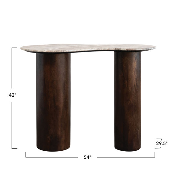 Rowena Interiors Marble And Mango Wood Organic Shaped Bar Height Table ...