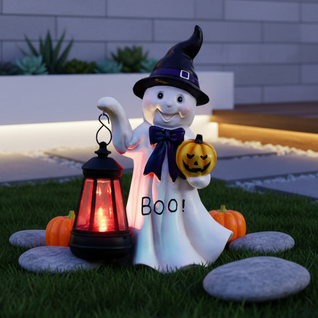 RELPOX Halloween Decoration Ghost Solar Statue Outdoor | Wayfair