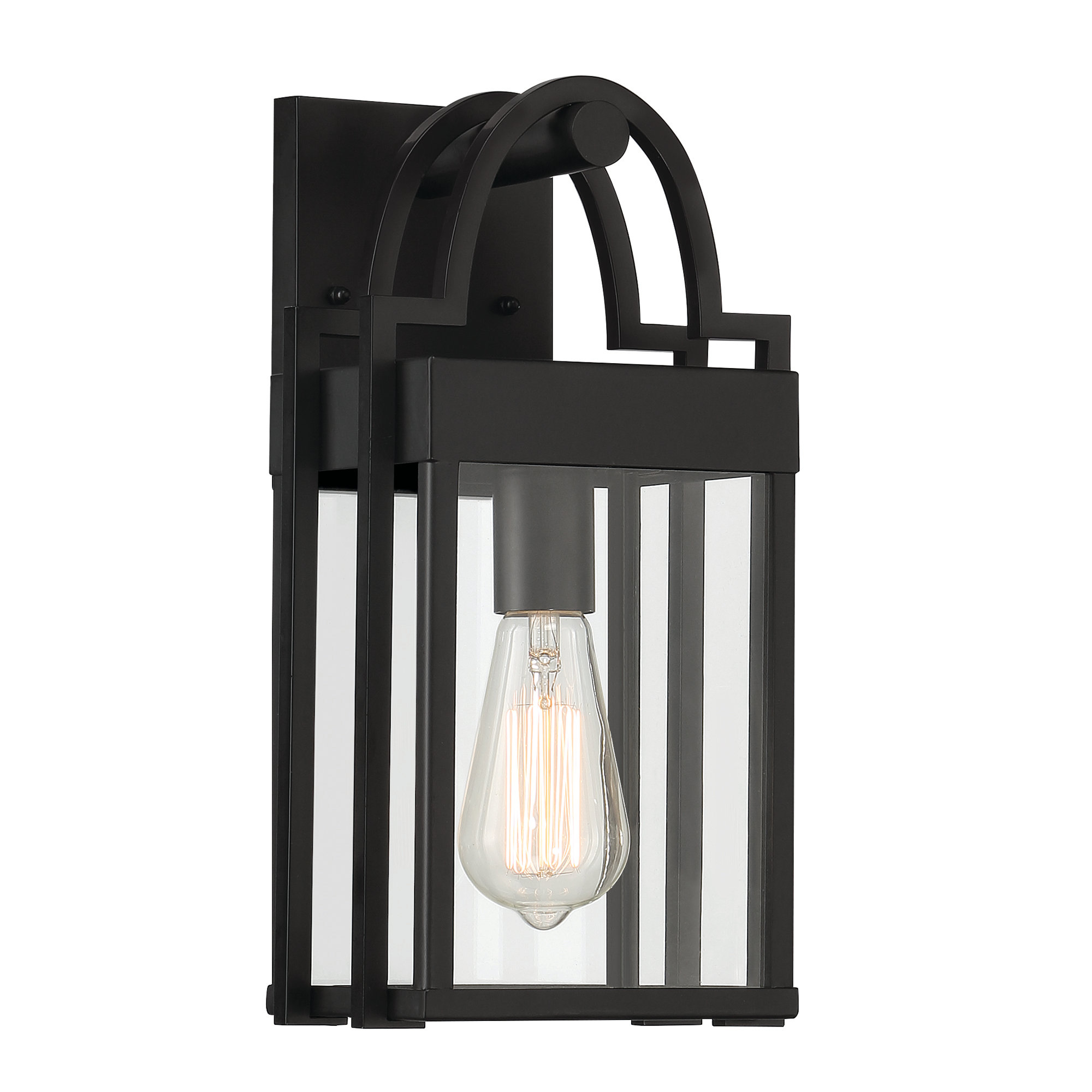17 Stories Adjuto 1 - Light Dimmable Matte Black Armed Sconce | Wayfair