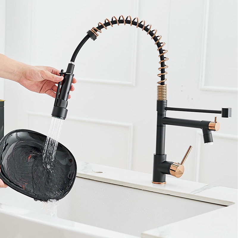 AWZTOO LED Kitchen Faucet With Pull Down Sprayer And Pot Filler Single ...