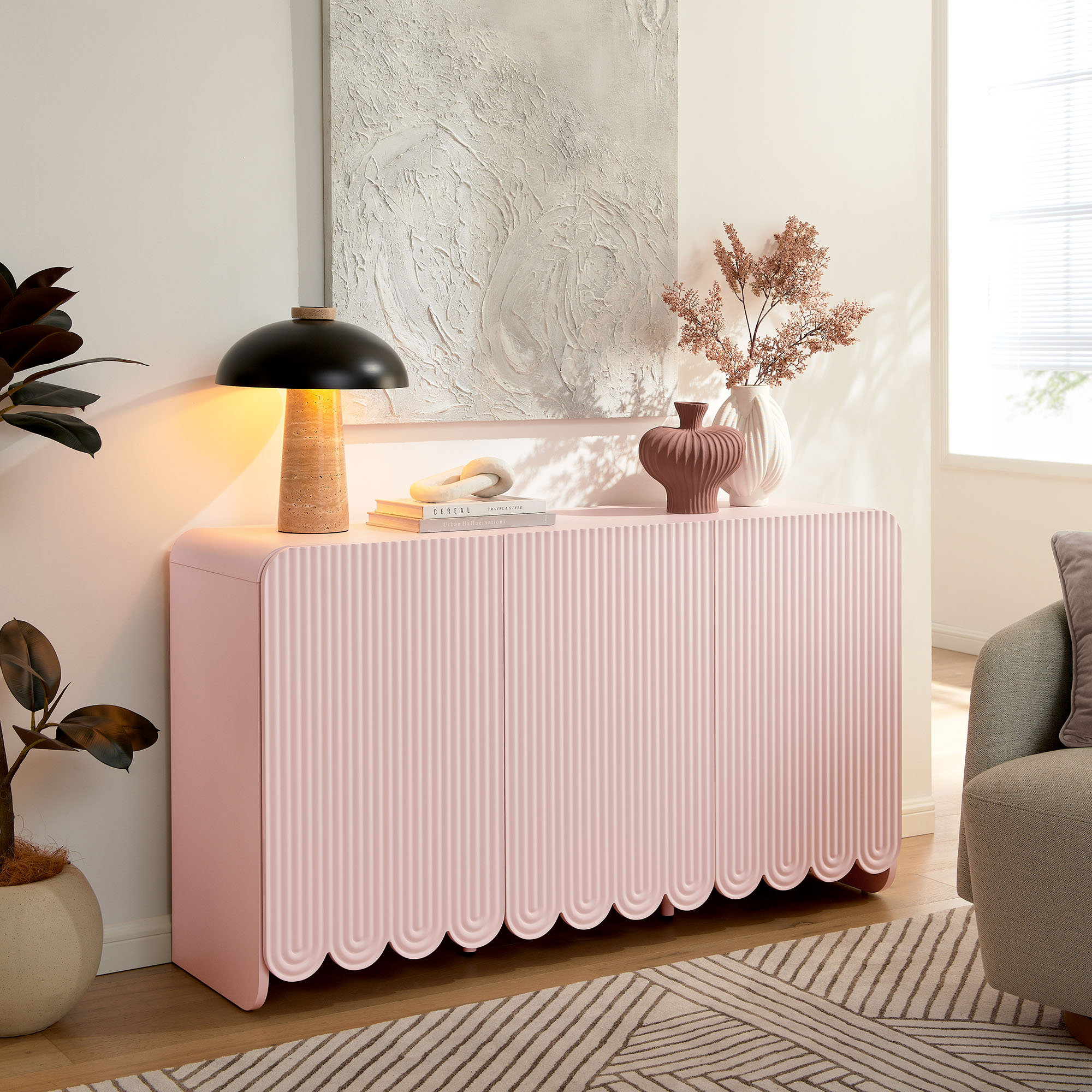 Modway Dahlia Fluted And Scalloped Sideboard Storage Cabinet & Reviews ...