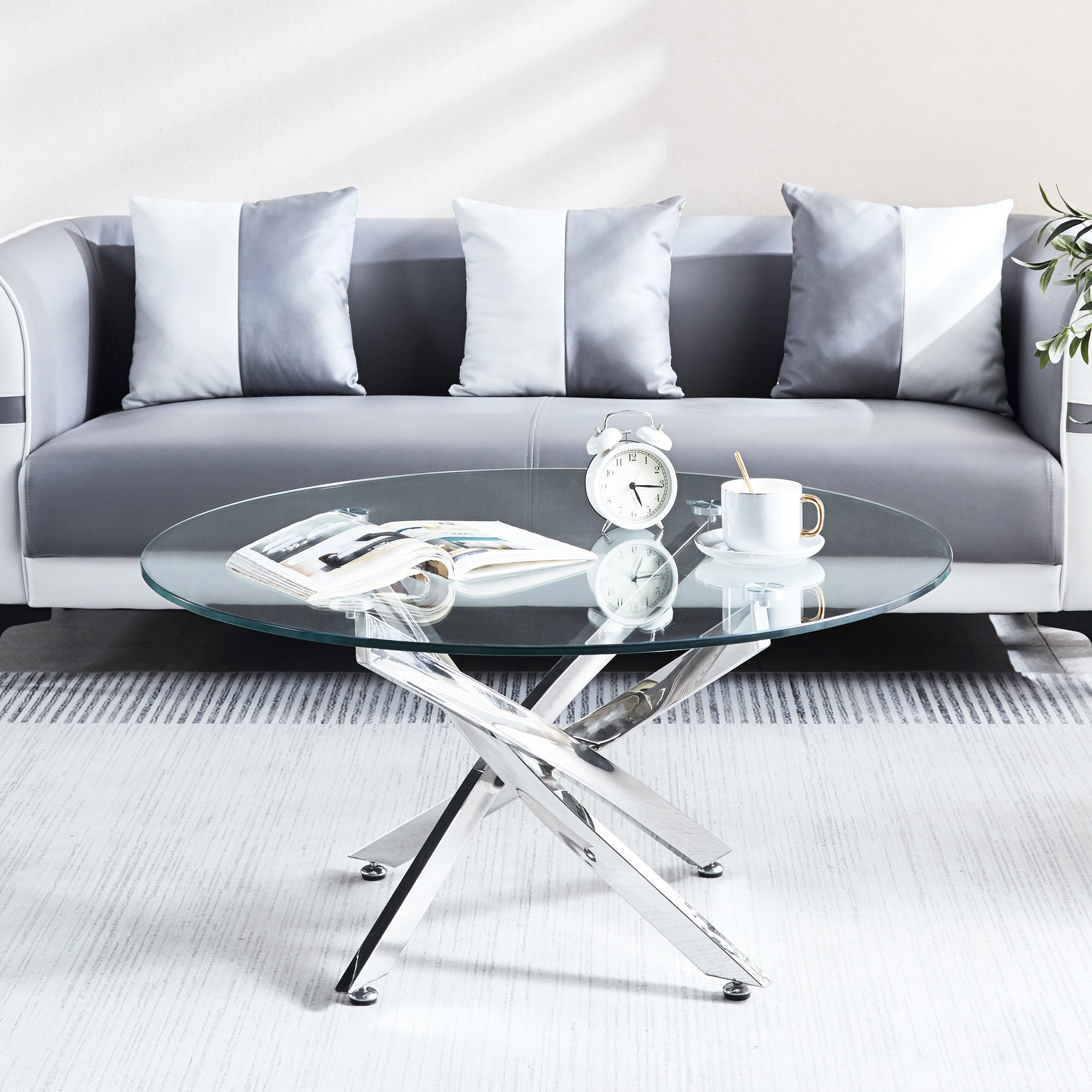 Ivy Bronx Ultra-modern 34.42 Inches Wide Coffee Table With Tempered ...