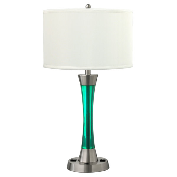 Medallion Lighting 29" Brushed Steel/Blue Desk Lamp with USB Port | Wayfair