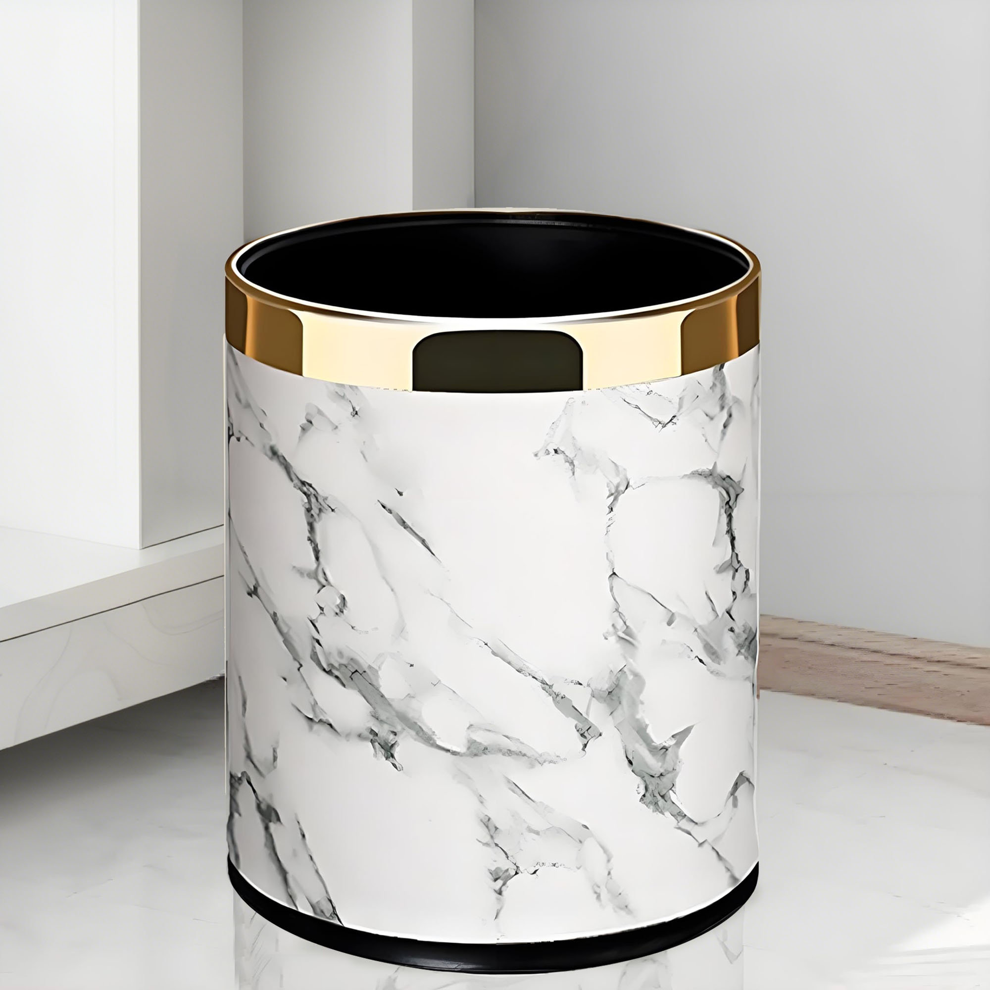 INTEGATOIC LLC Double-Wall Metal Trash Bin With Magnetic Bag ...