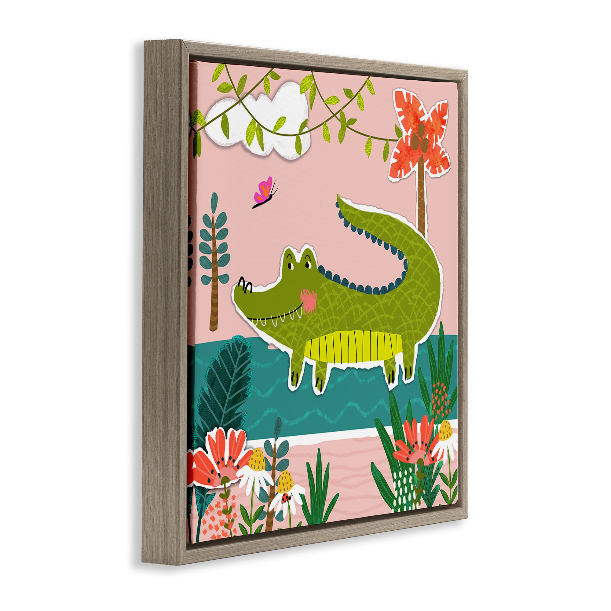 Latitude Run® Alligator In Swamp Framed Floater Canvas Wall Art by Tina ...