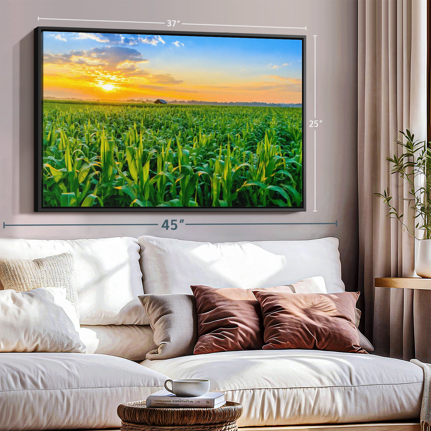 Elephant Stock Nature " Cornfield Sunset Scene Wall Art " | Wayfair