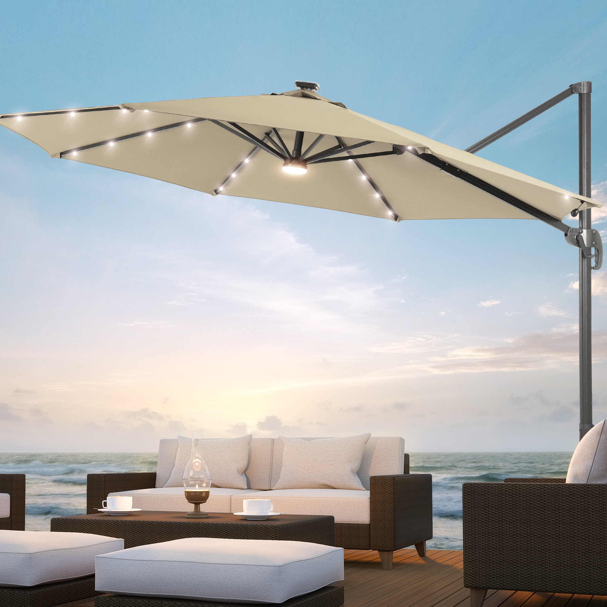 Arlmont & Co. Destinnie 120'' Lighted Cantilever Umbrella & Reviews ...