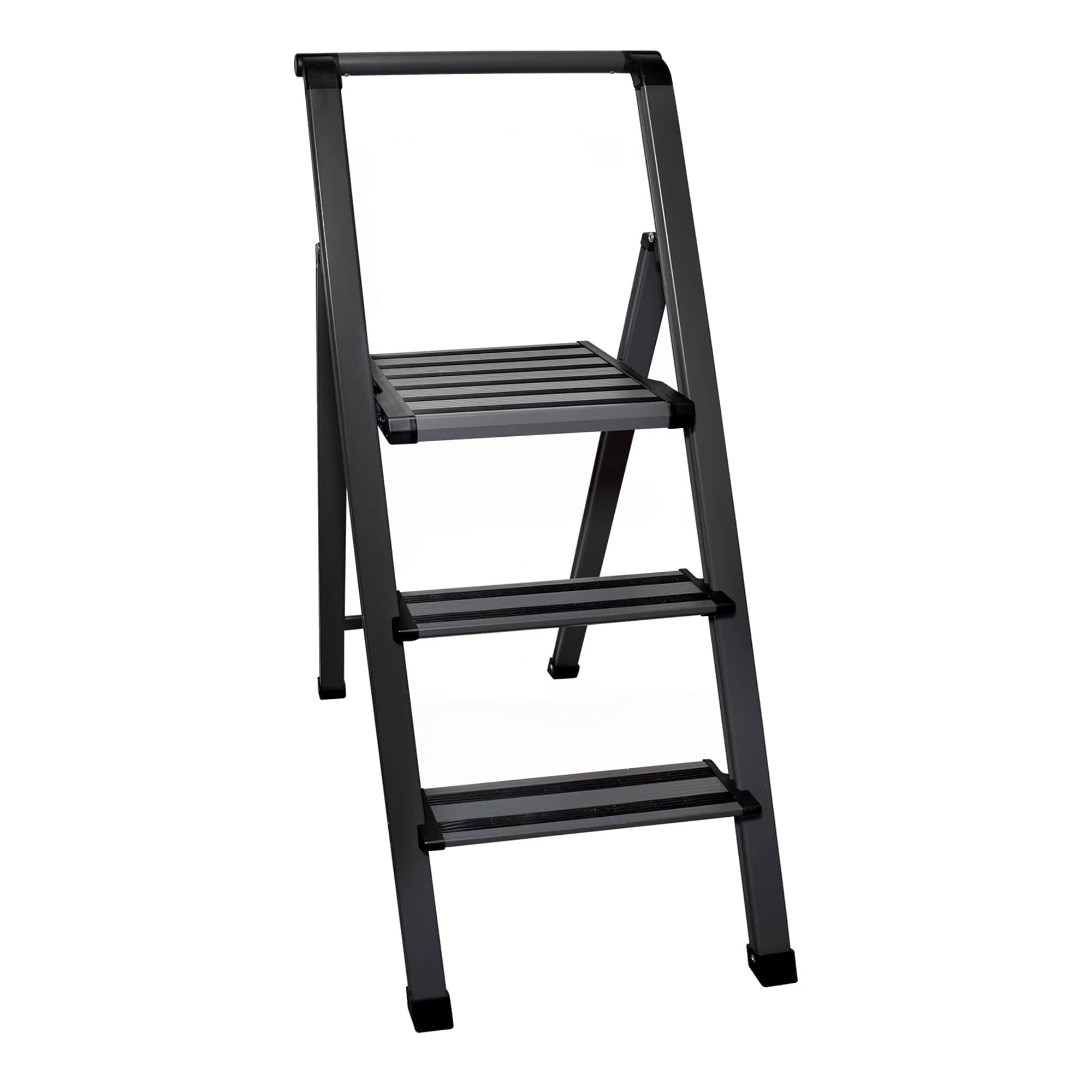 Sorfey Premium 3 Step Grey Modern Aluminum Ladder. Lightweight,-Ultra ...