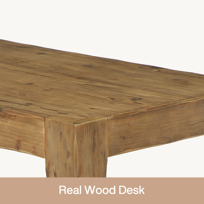 Millwood Pines 63'' Solid Wood Executive Desk, All Real Wooden Home ...