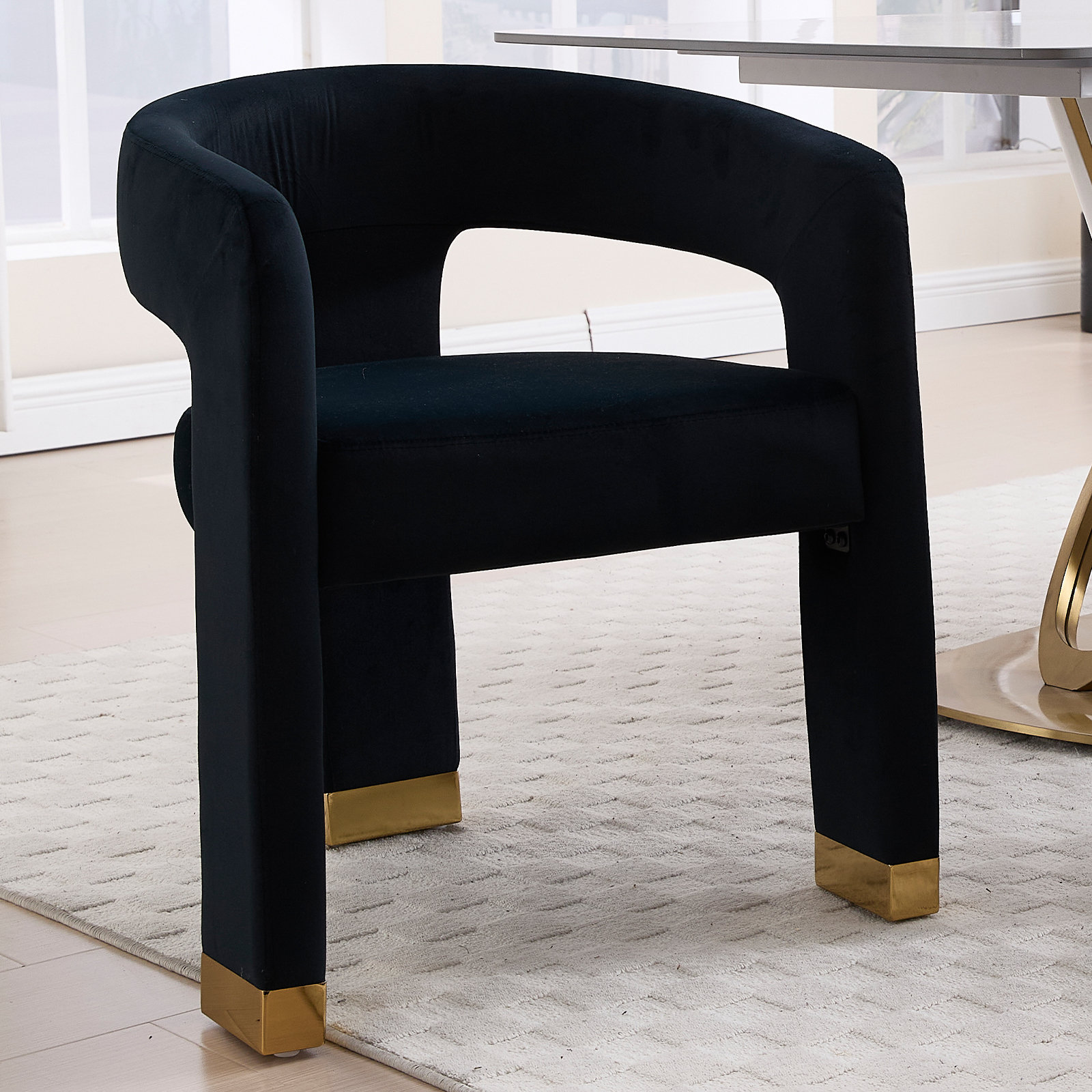 Mercer41 Modern Dining Chair Barrel Dining Chair Upholstered Dining Room Chair With Arm Comfy ...