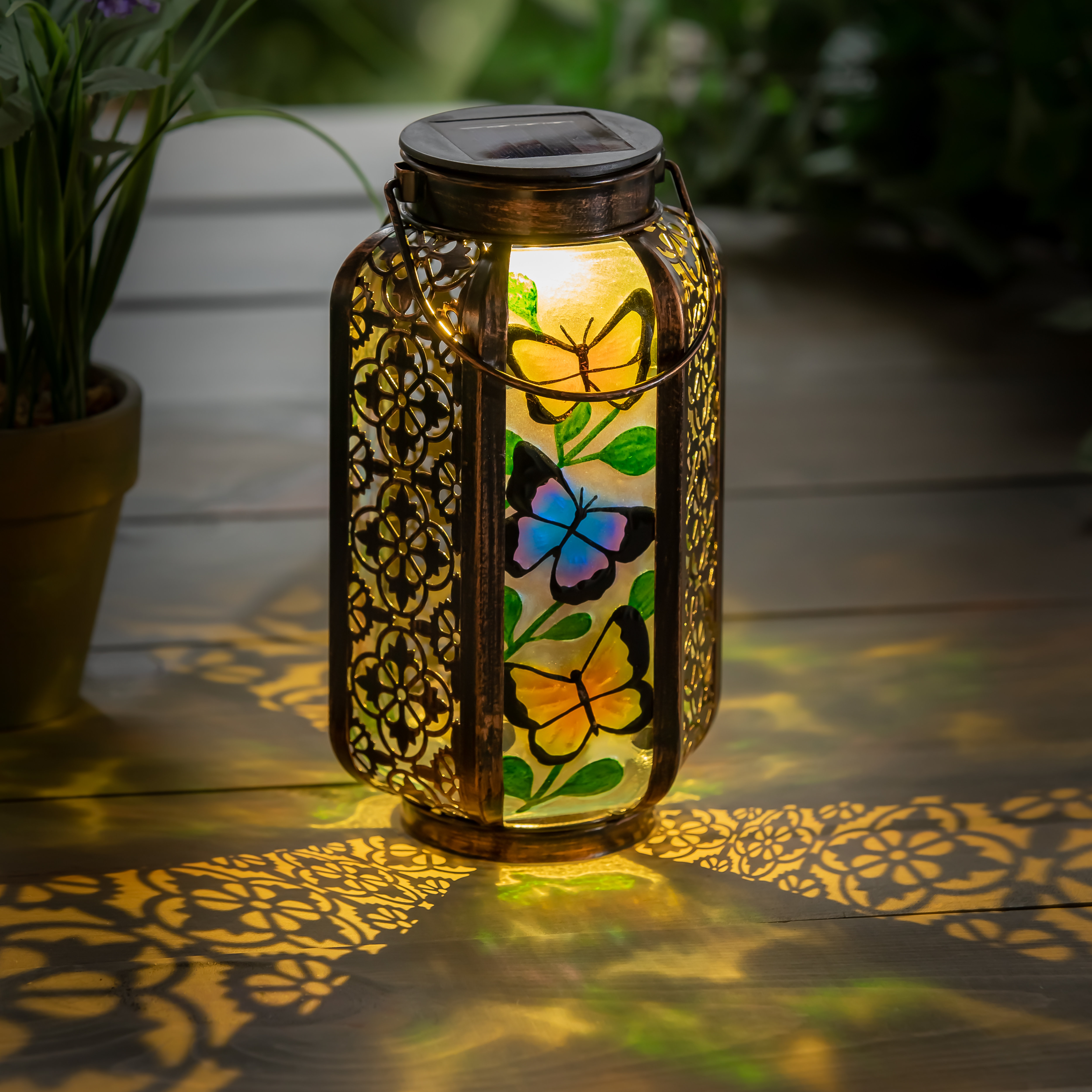 Evergreen Enterprises, Inc 8.75" Solar Lantern, Butterflies - Wayfair ...