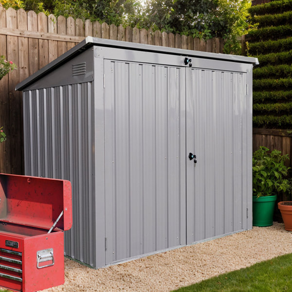 iYofe 5 Ft. W X 3 Ft. D Outdoor Galvanized Steel Garbage Bin Shed，Metal ...