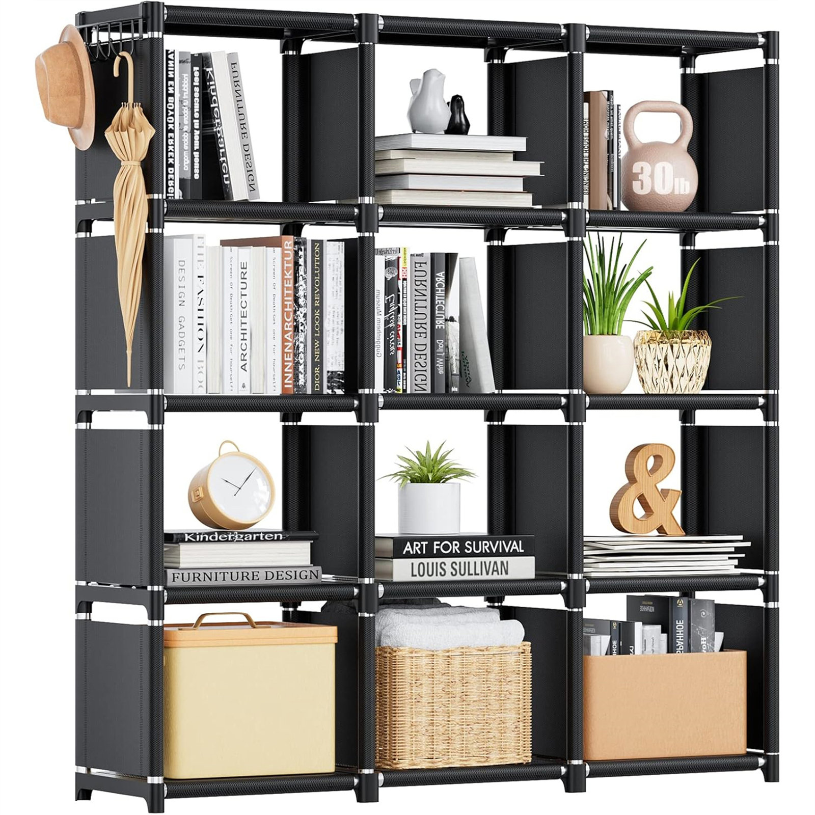 Latitude Run® 20 Grid Bookshelf, 20 Cube Storage Organizer, DIY ...