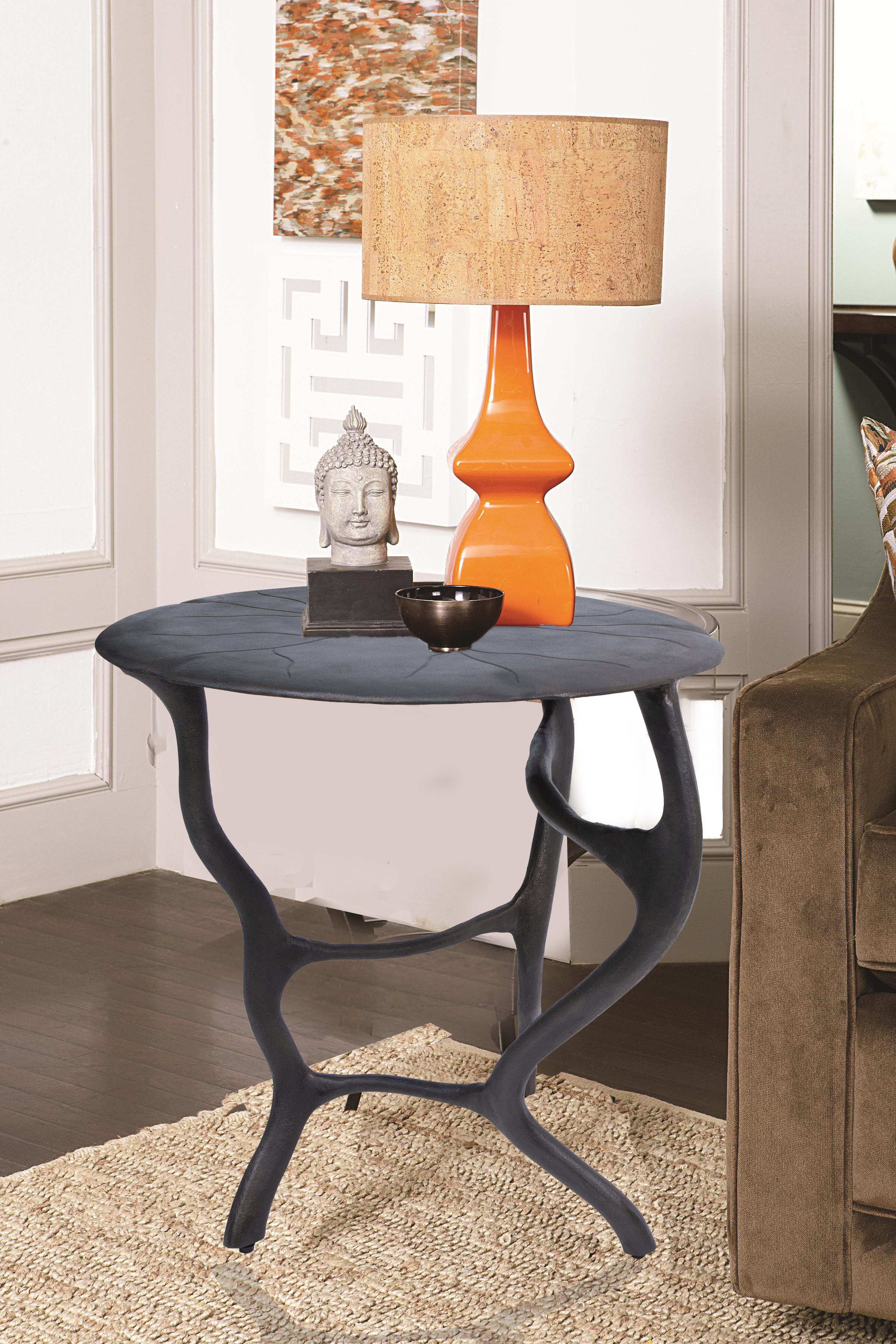 Designe Gallerie Round Pedestal End Table, Solid Wood Top & Metal Base ...