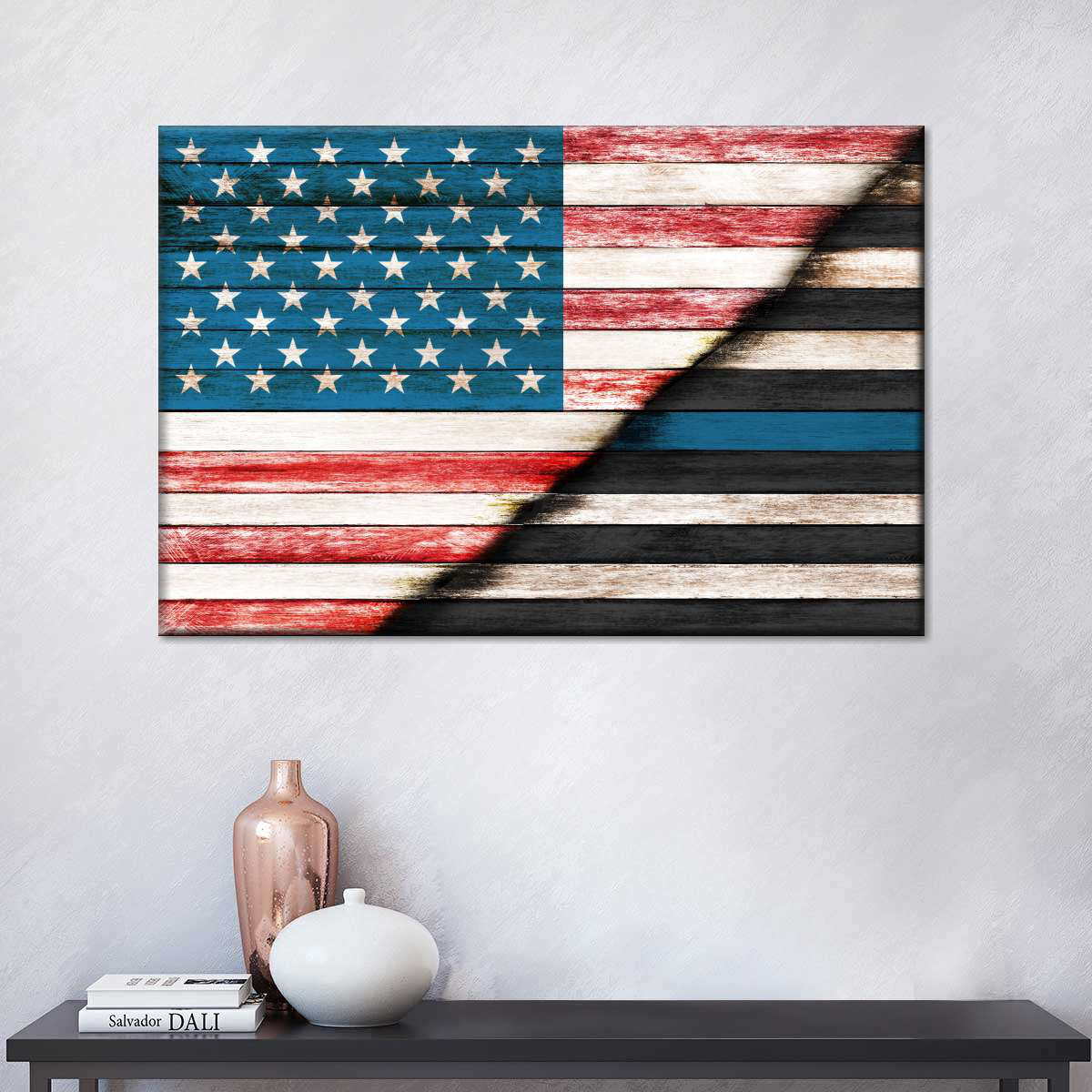 Williston Forge Rustic USA Police Flag On Canvas Print | Wayfair