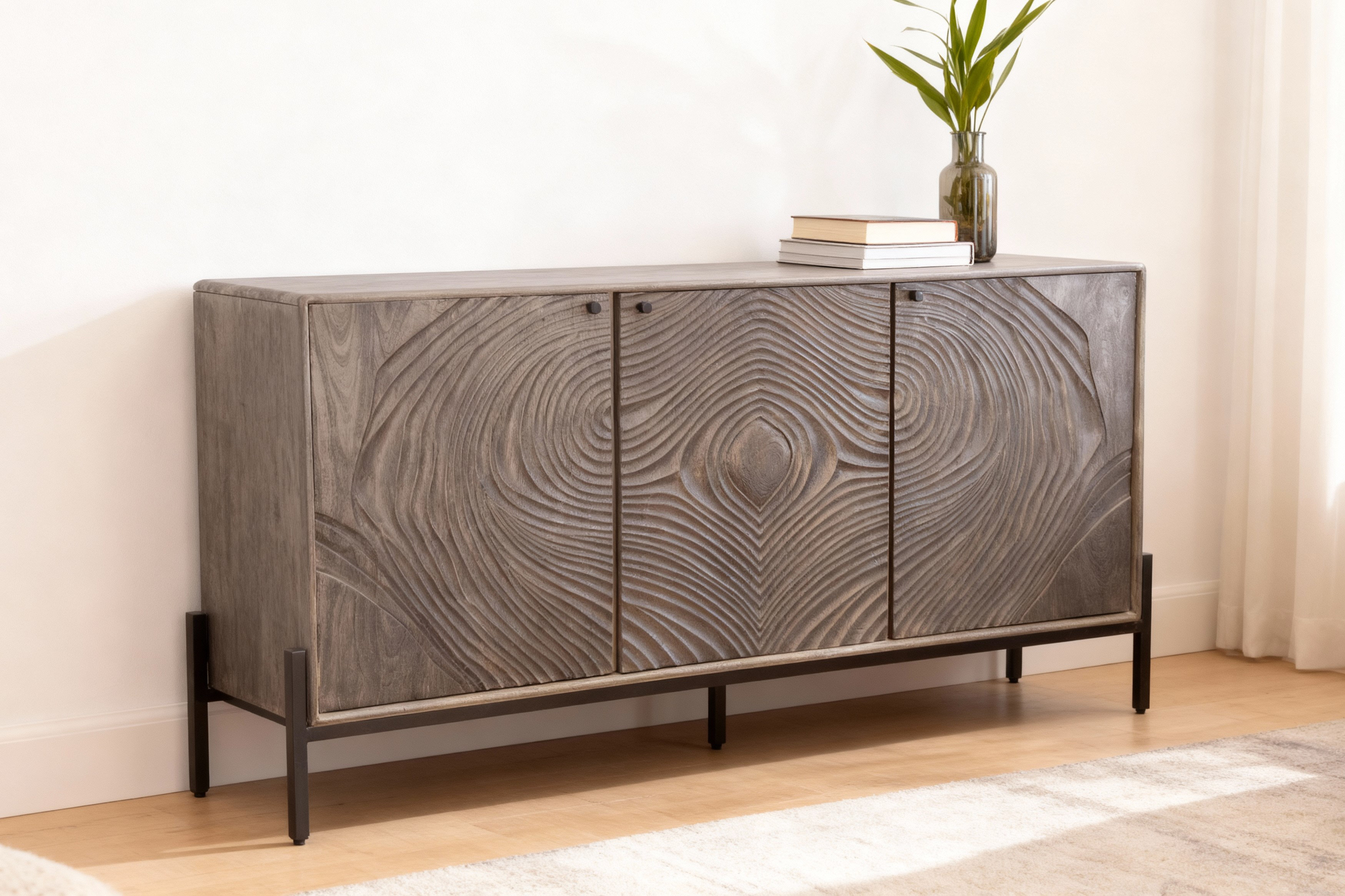 Loon Peak® Kokoruda 3-Door Sideboard - Smoked Ash | Wayfair