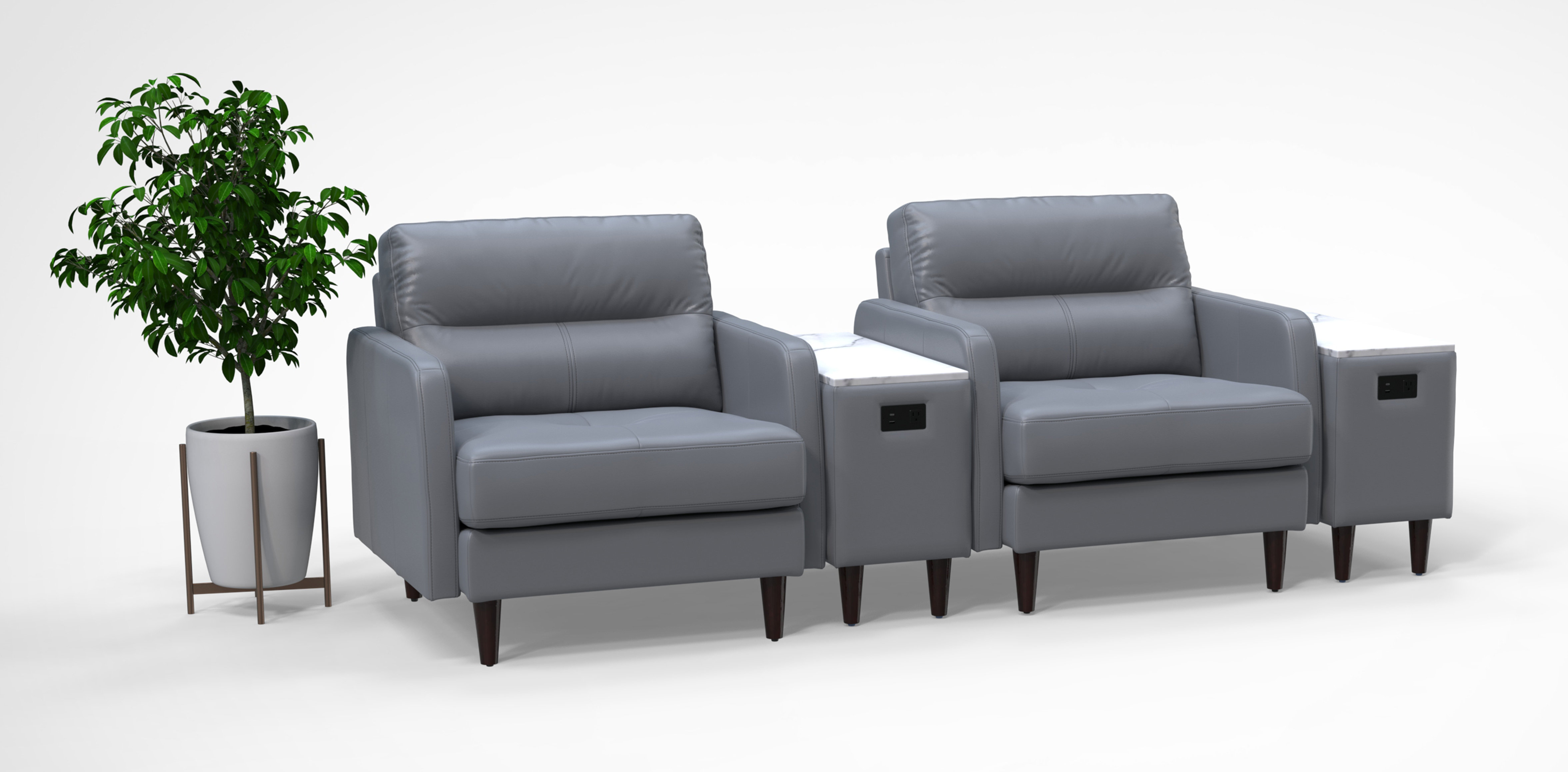 Reunion 2 Person Waiting Room Reception Chairs with Charging Tables Set ...