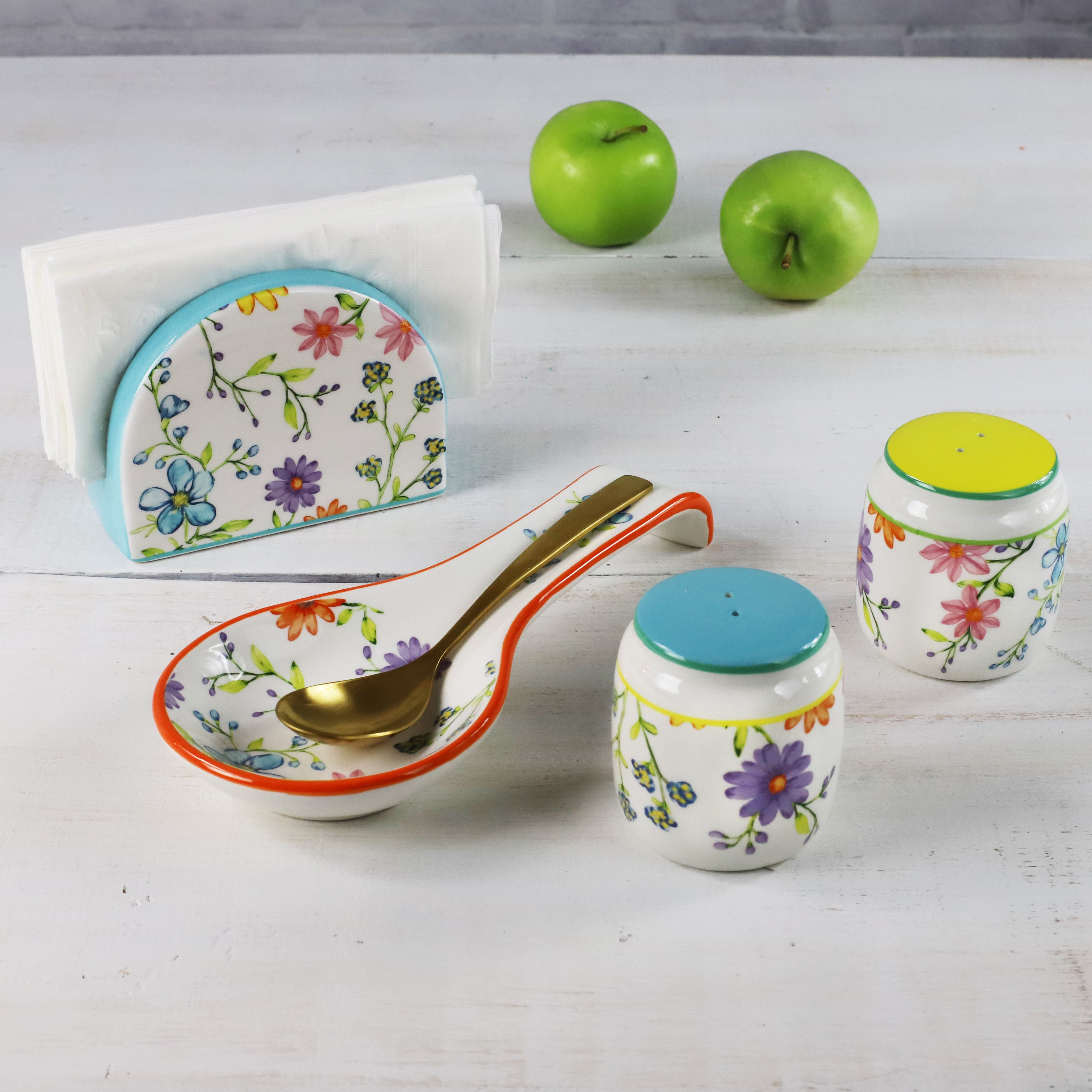 Euro Ceramica Charlotte Table Accessory Set - Spoon Rest / Napkin ...