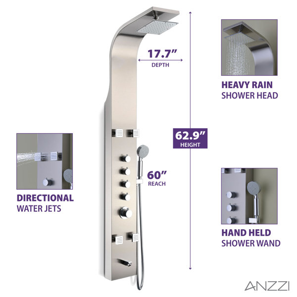 ANZZI Echo 63" Shower Panel with Adjustable Shower Head & Reviews | Wayfair