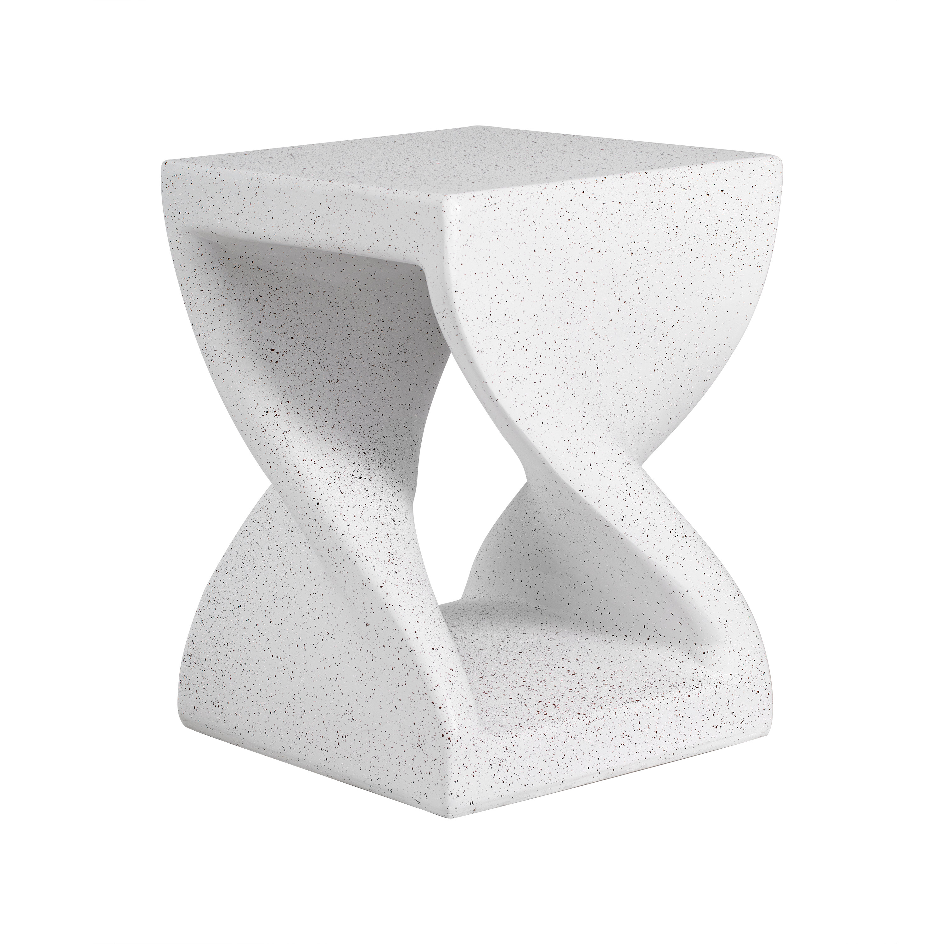 Wrought Studio™ Outdoor Marble Modern Twisted-Base MGO Side Table | Wayfair