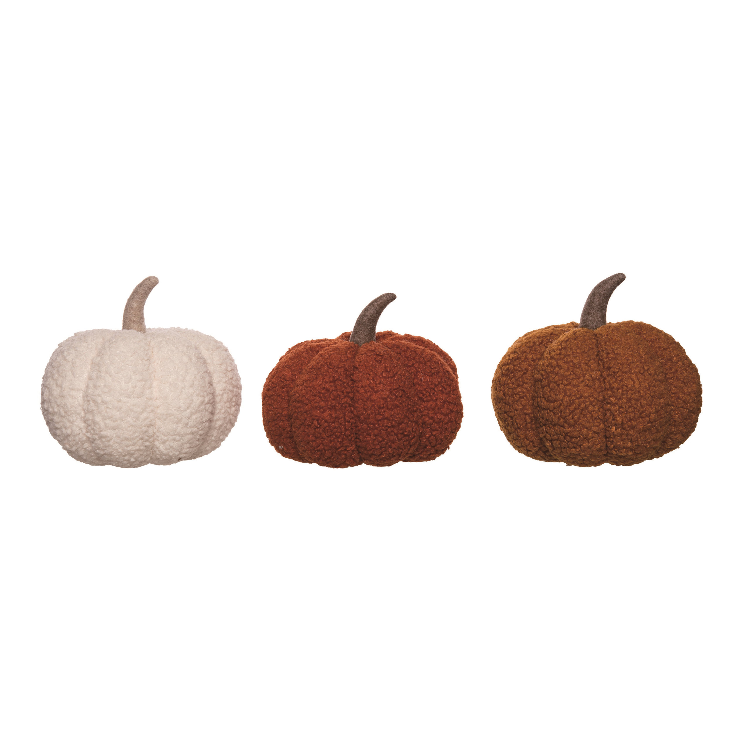 August Grove® Polyester Plush Fuzzy Harvest Fall Pumpkin Decor Set of 3 ...