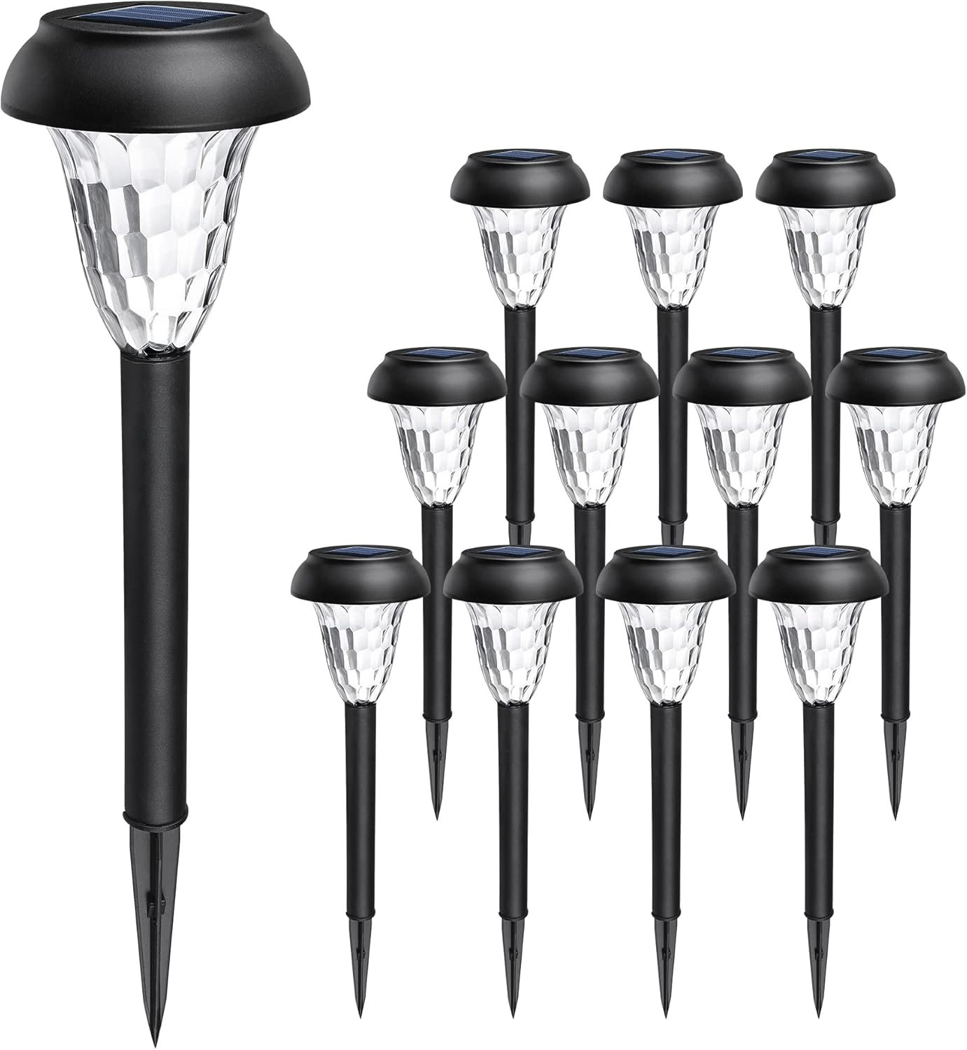 POGASY 12 Pack Solar Light Outdoor Waterproof Cool White Pathway Lights ...