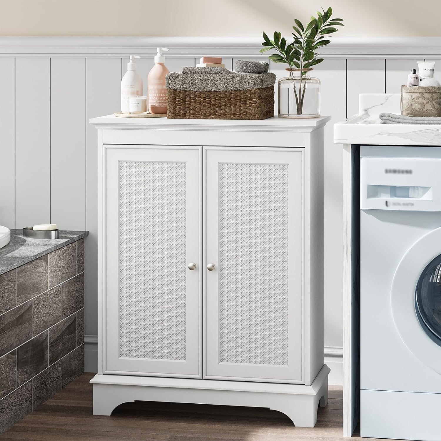 Lark Manor Armoire de salle de bain, armoire de rangement autoportante ...