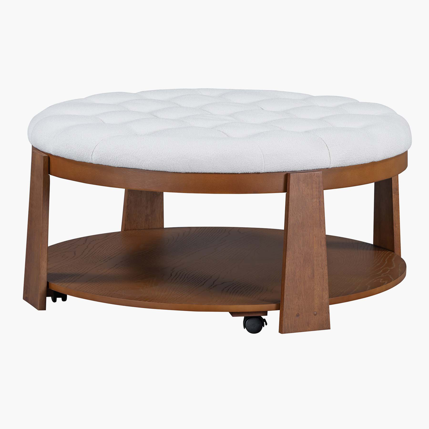 Red Barrel Studio® Modern Large Round Ottoman Coffee Table 2-Tier ...