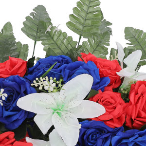 Primrue Memorial Cemetery flower Rose Headstone Spray | Wayfair