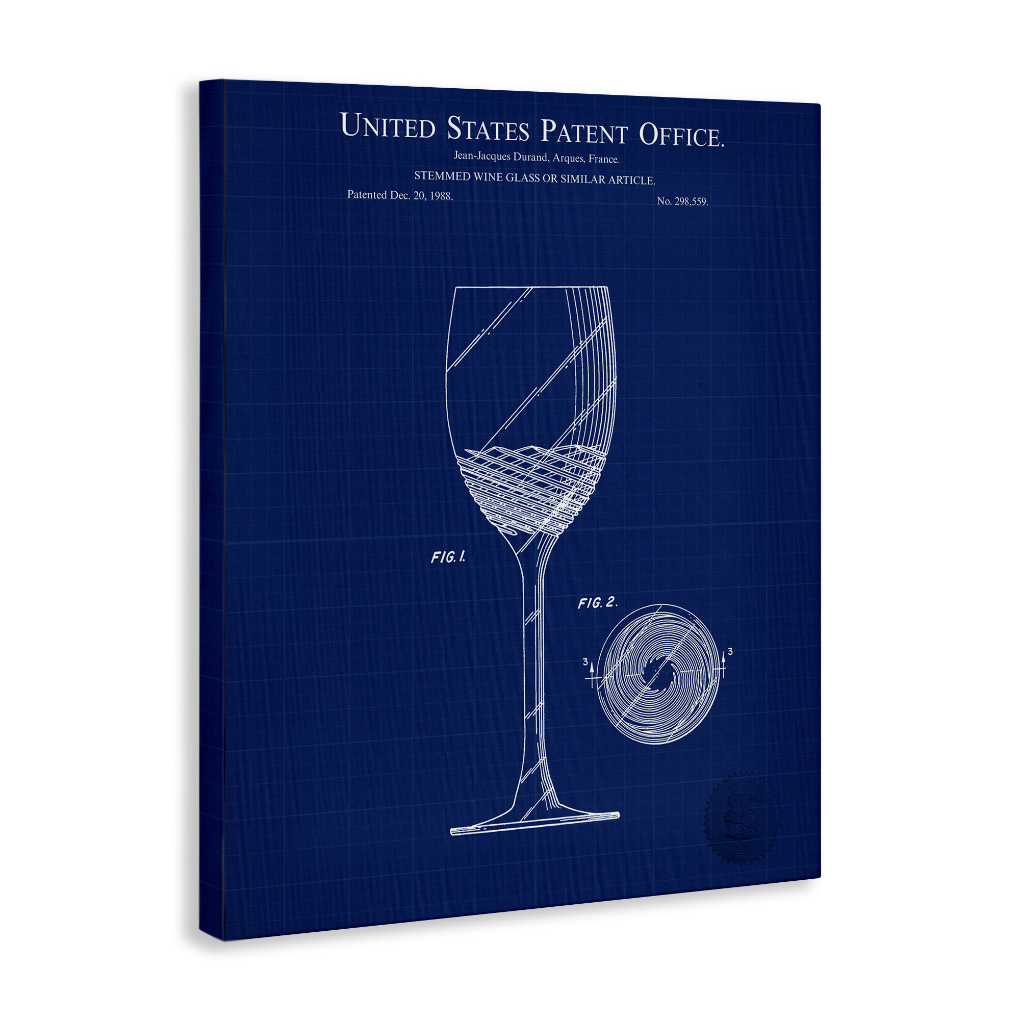 Williston Forge Wine Glass Blueprint Canvas Wall Art by Karl Hronek ...