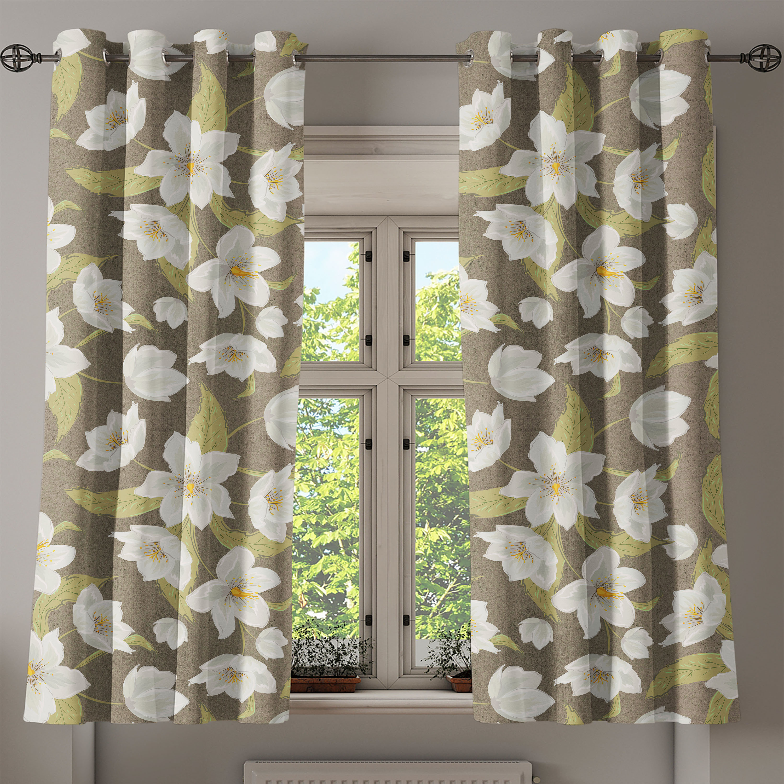 Ophelia & Co. Floral Design Grommet Curtain Blooming Hibiscus Art 50" x ...