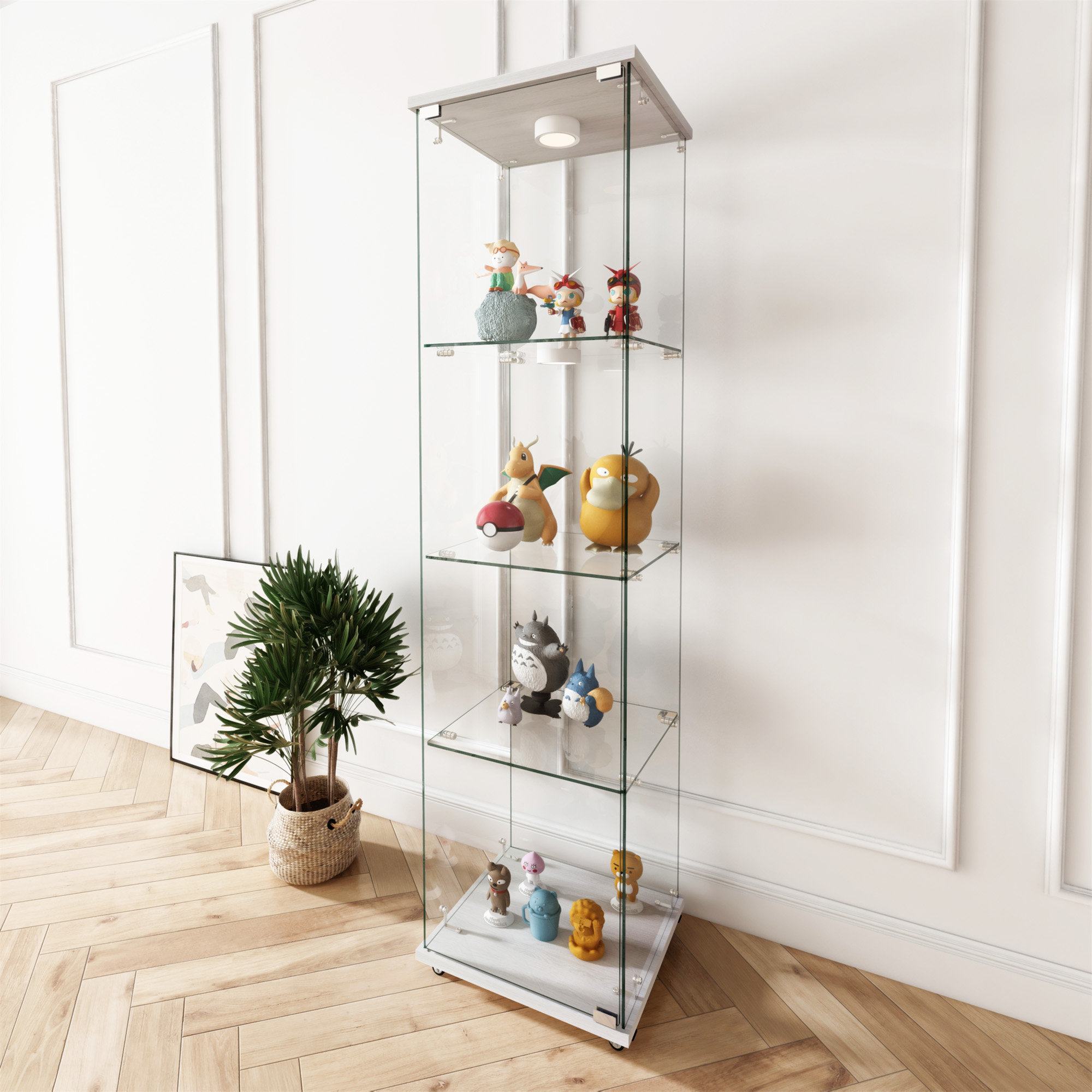 Ivy Bronx Modern Glass Display Cabinet With LED Lights | Wayfair