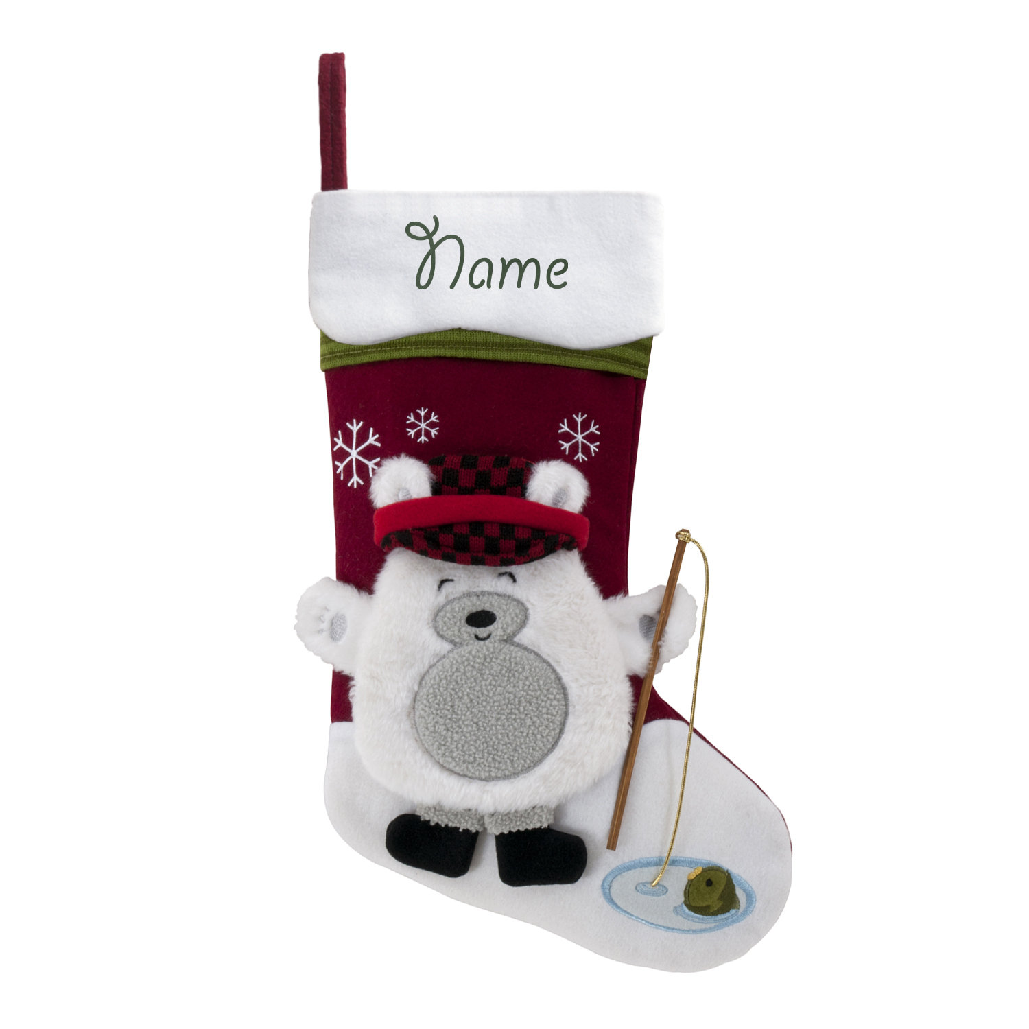 The Holiday Aisle® Polar Bear Snowcap with Custom Name Stocking ...