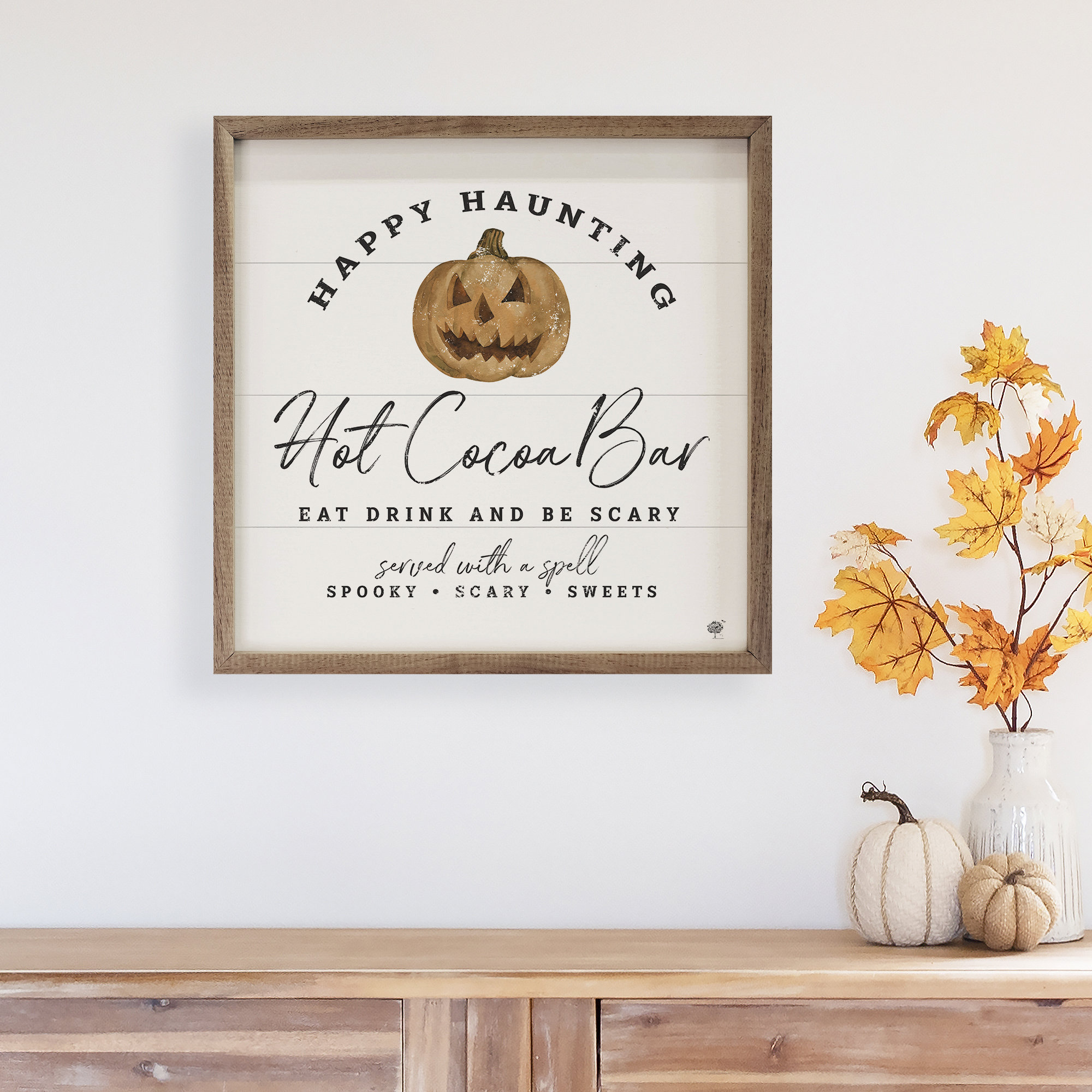 The Holiday Aisle® Hot Cocoa Bar Served With A Spell White Framed On ...