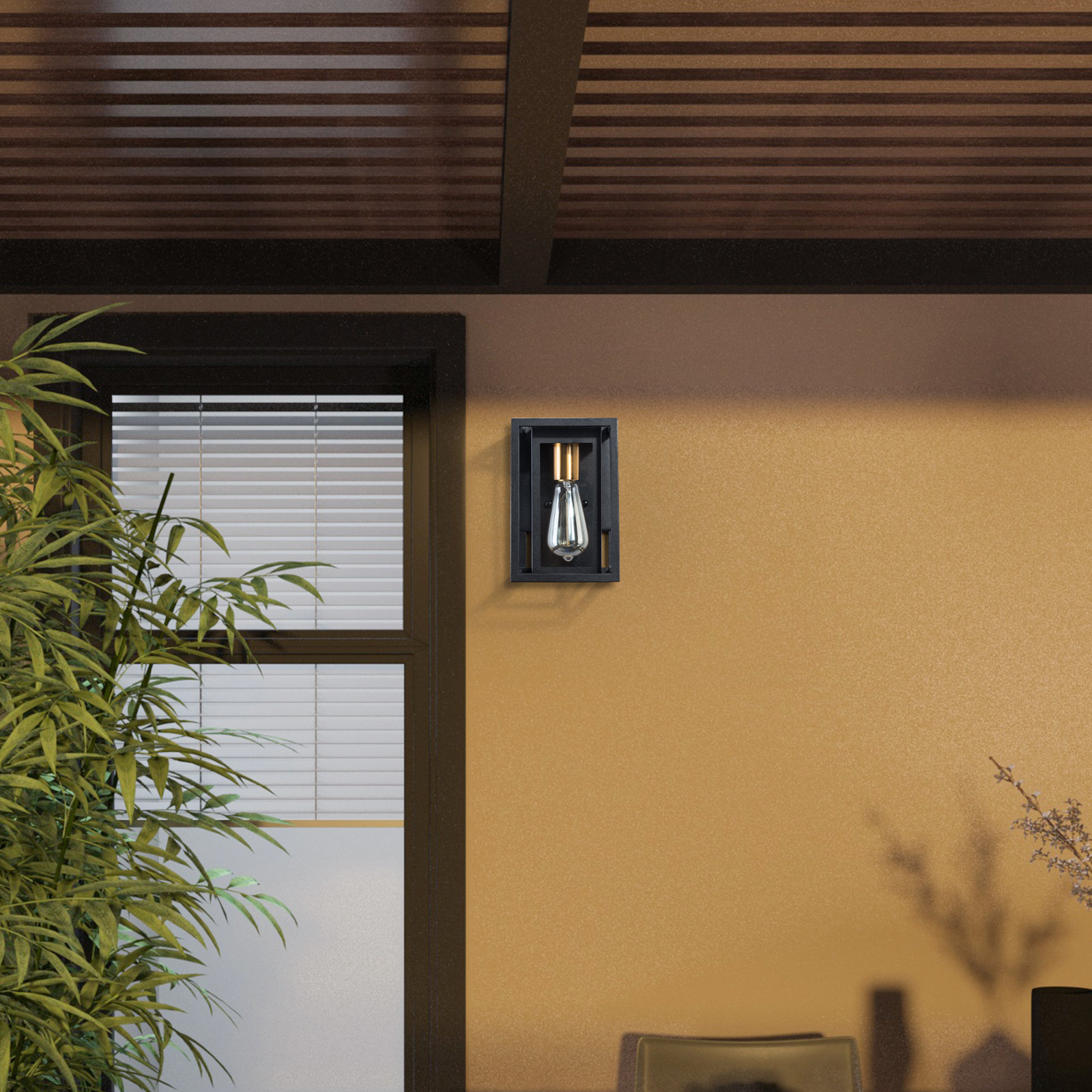 17 Stories Nykisha Black 9.52'' H Outdoor Flush Mount with Dusk to Dawn ...