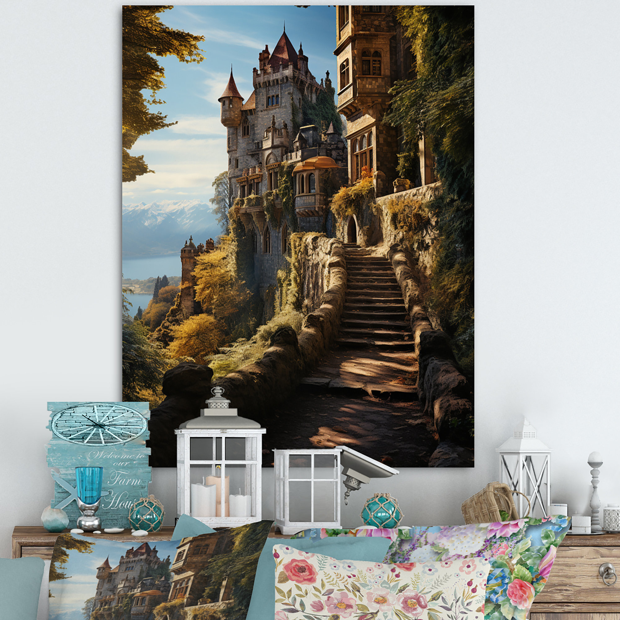 Red Barrel Studio Castles Sunlit Stronghold - Cityscapes Canvas Wall ...