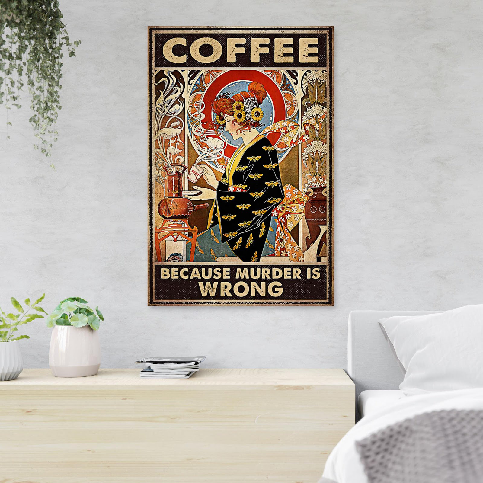 Trinx A Lady Drinking Coffee - Coffee Because Murder Is Wrong - 1 Piece ...
