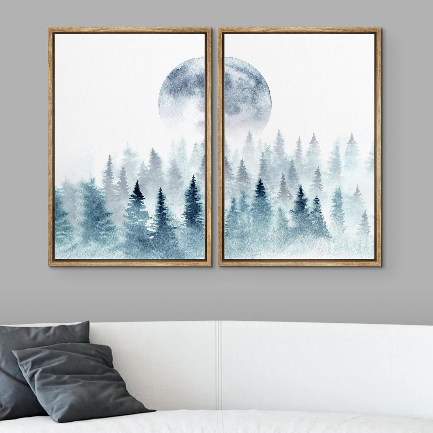 IDEA4WALL " Woodland Nursery Forest Decor Set Full Moon Natures " 2 ...