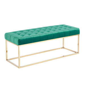 Mercer41 Greydi Tufted Velvet Bench with Gold Chrome Legs | Wayfair
