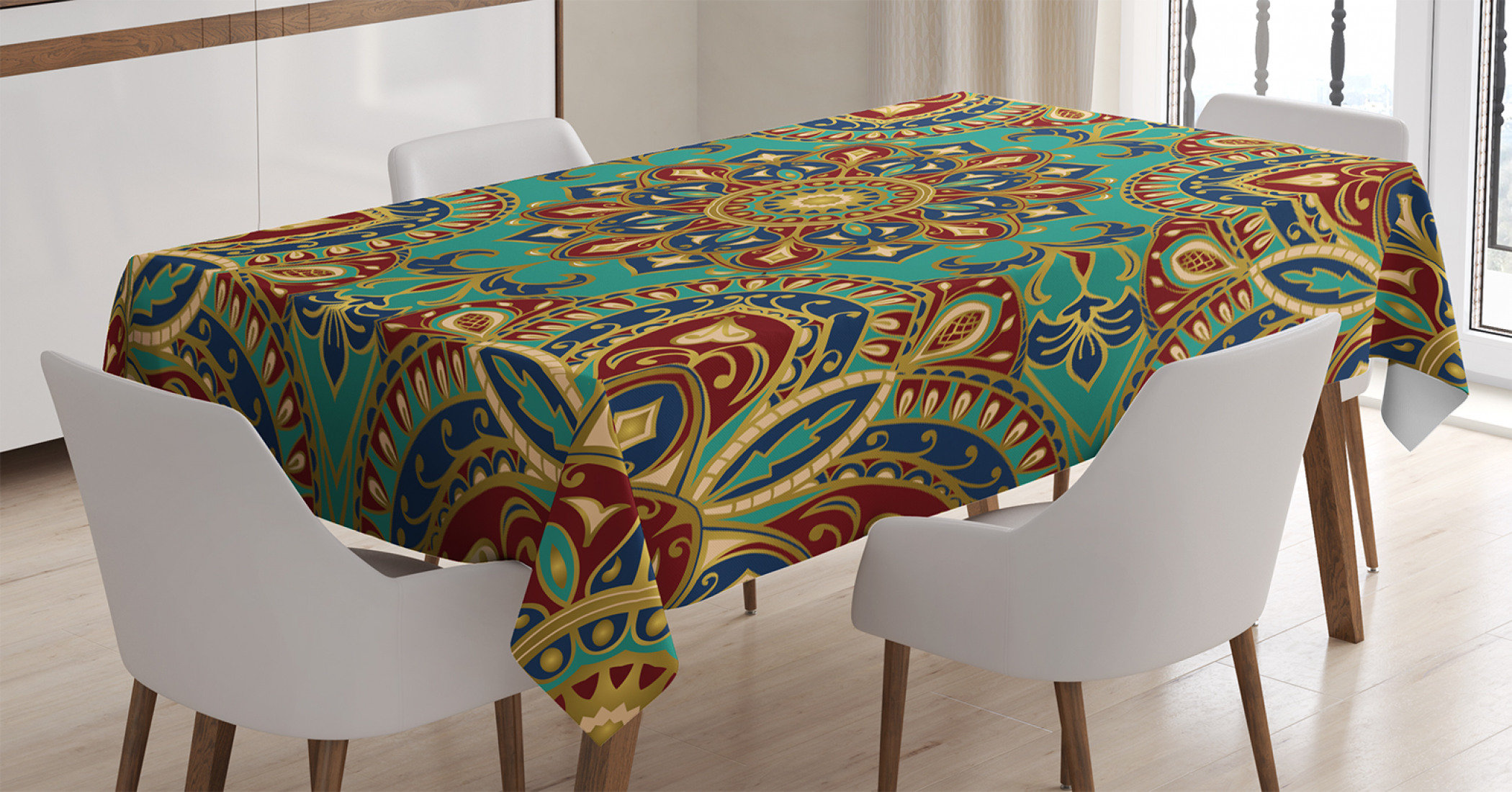 East Urban Home Mandala Tablecloth, Pattern With Mandala Style Eastern ...