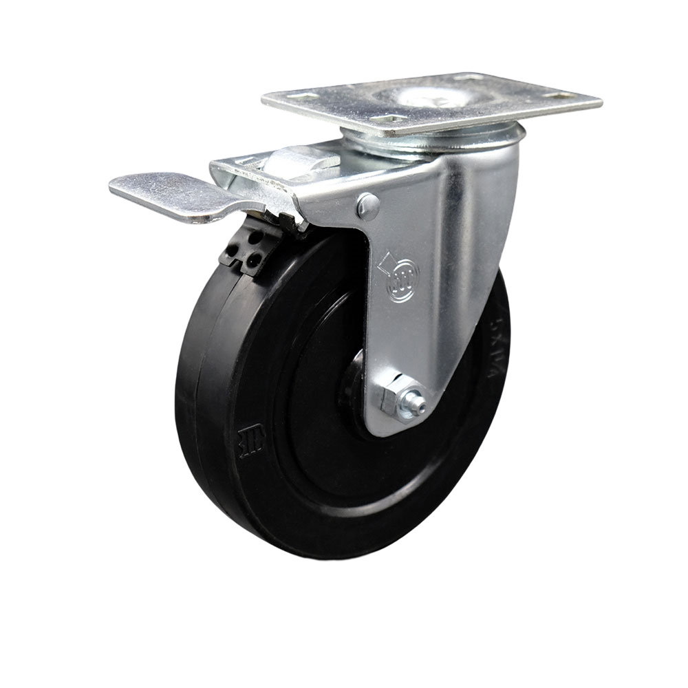 Service Caster 5 Inch Soft Rubber Wheel Swivel Top Plate Caster with ...