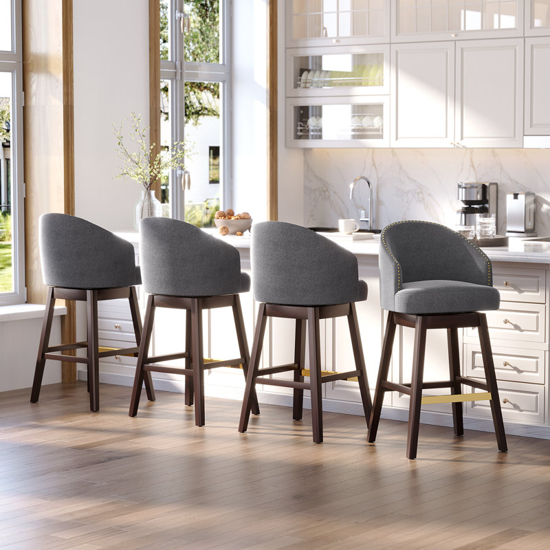 Corrigan Studio® Swivel 31.9'' Burlap Fabric Counter Stool | Wayfair