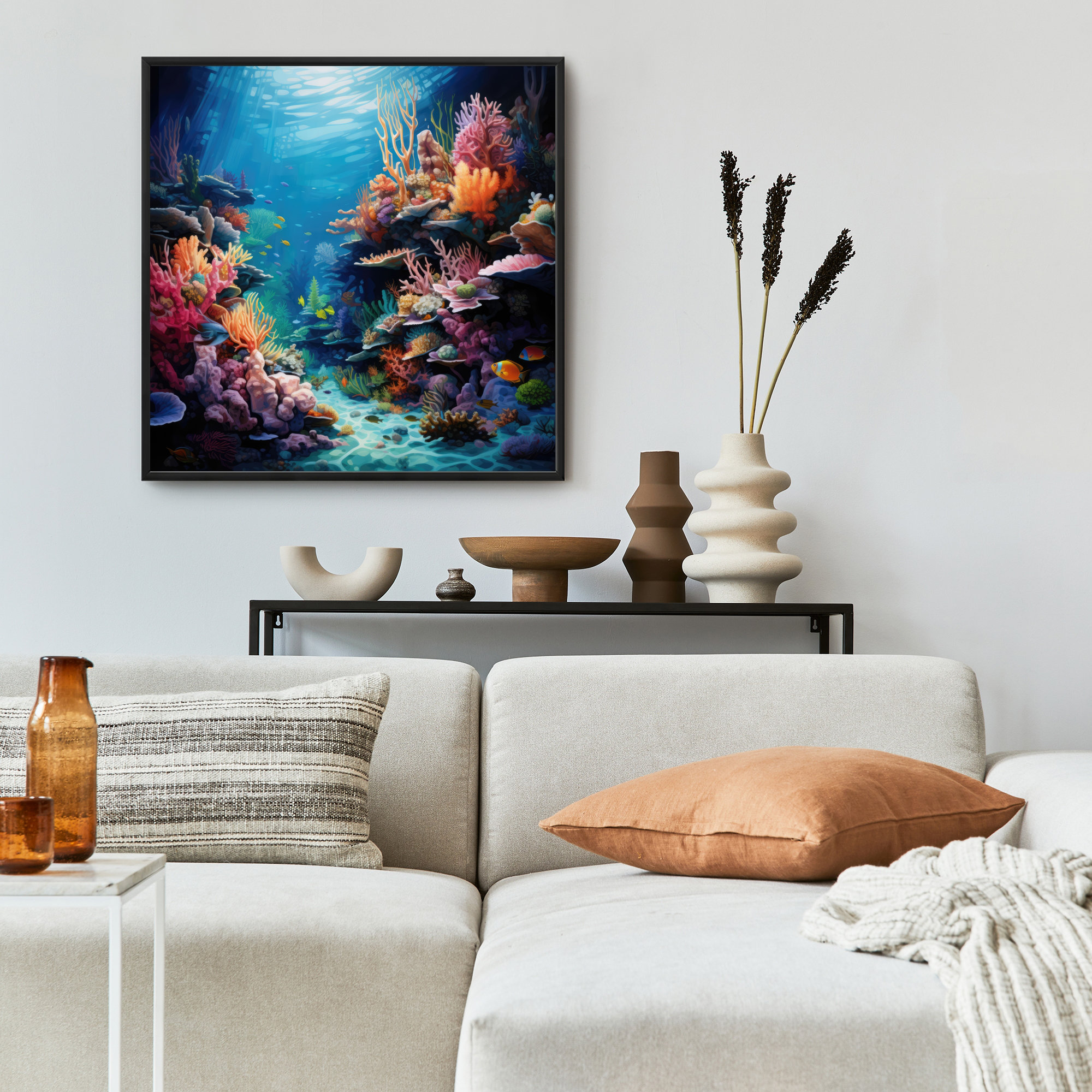 Lark Manor™ Coral - 24"x24" Framed canvas | Wayfair