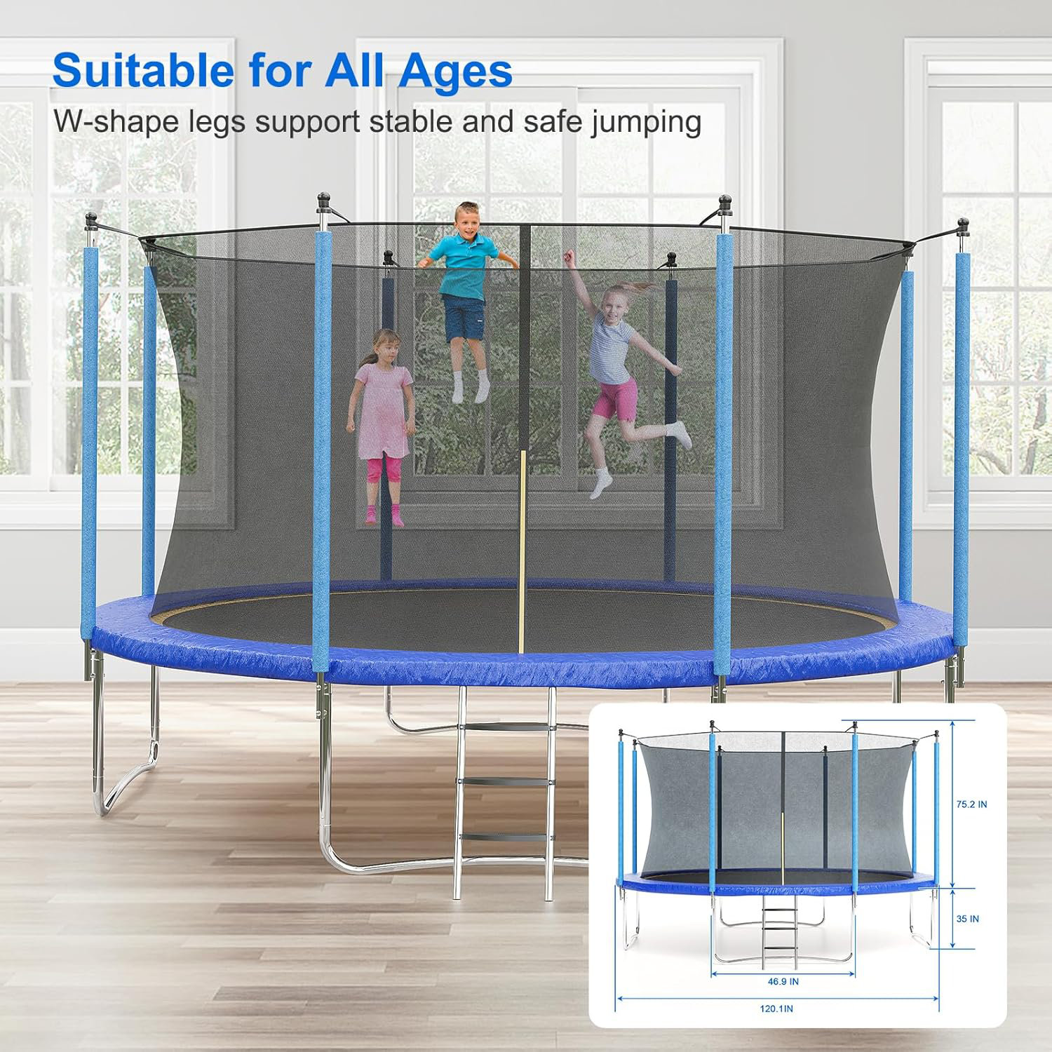 ASOPIX 12FT Trampolines For Kids & Adults, Trampoline With Enclosure ...