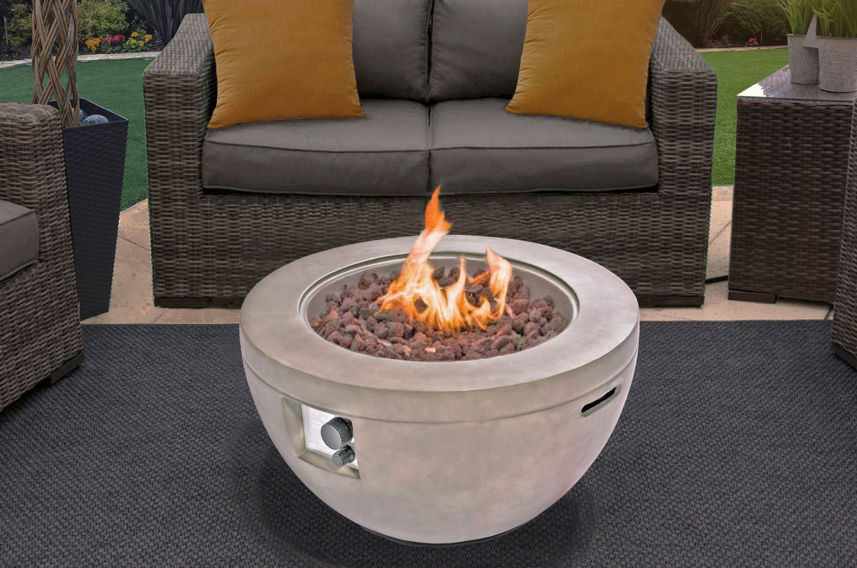 Williston Forge Raci 43Cm H x 76Cm W Polyresin Propane Outdoor Fire Pit ...