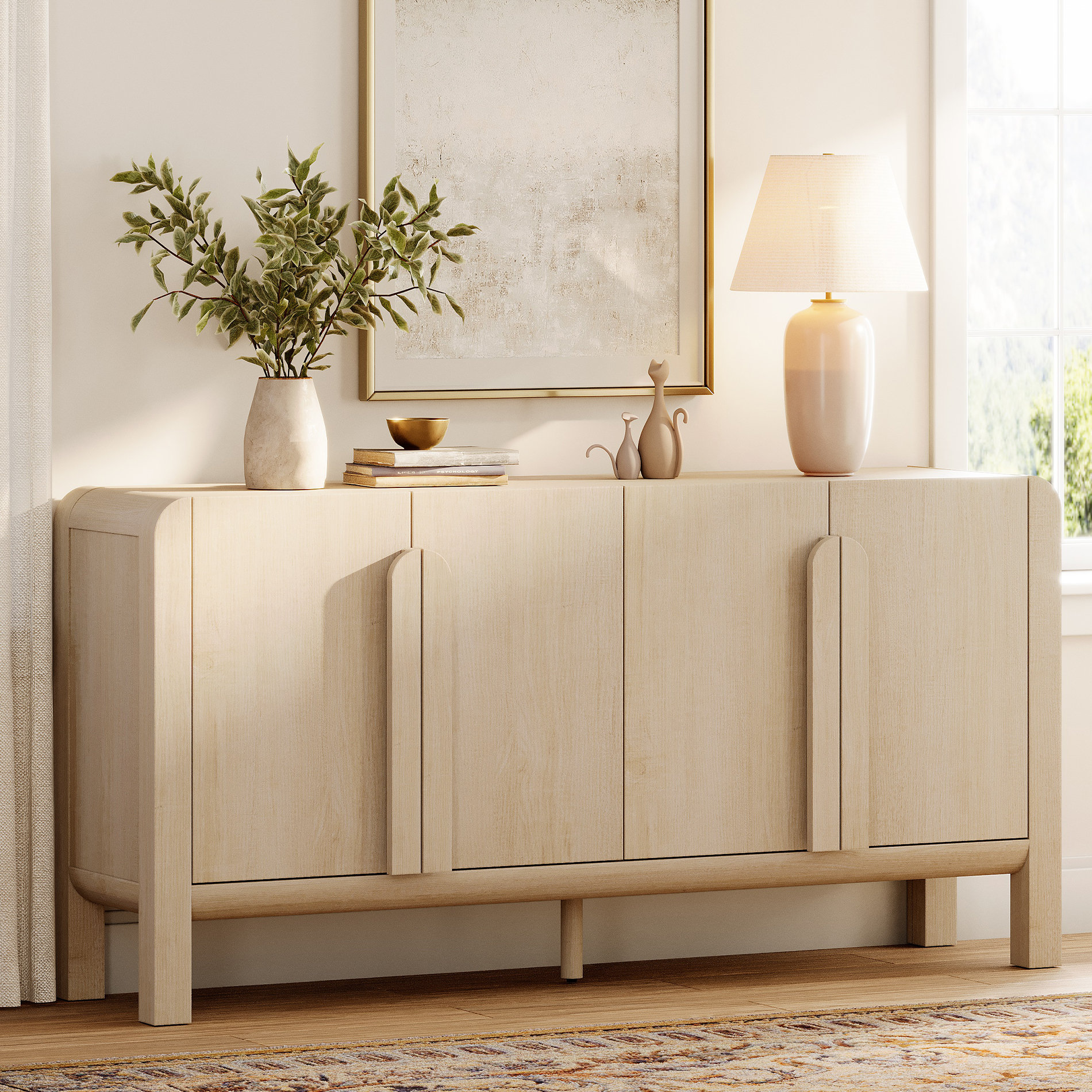 Ebern Designs 63" Wooden Baby Dresser For Bedroom, Chest Of Drawers For ...