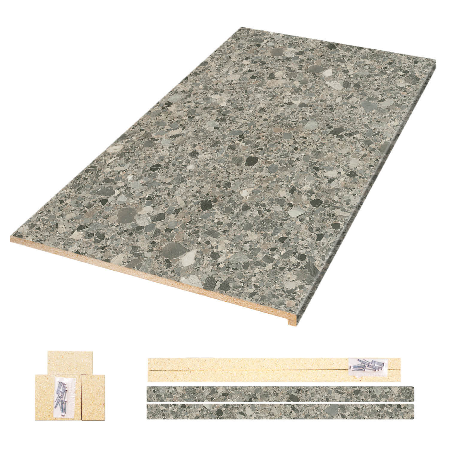 Wrought Studio 96 in. / 8' Fractured Marble Laminate Countertop Kit with Ora Eased Edge ...