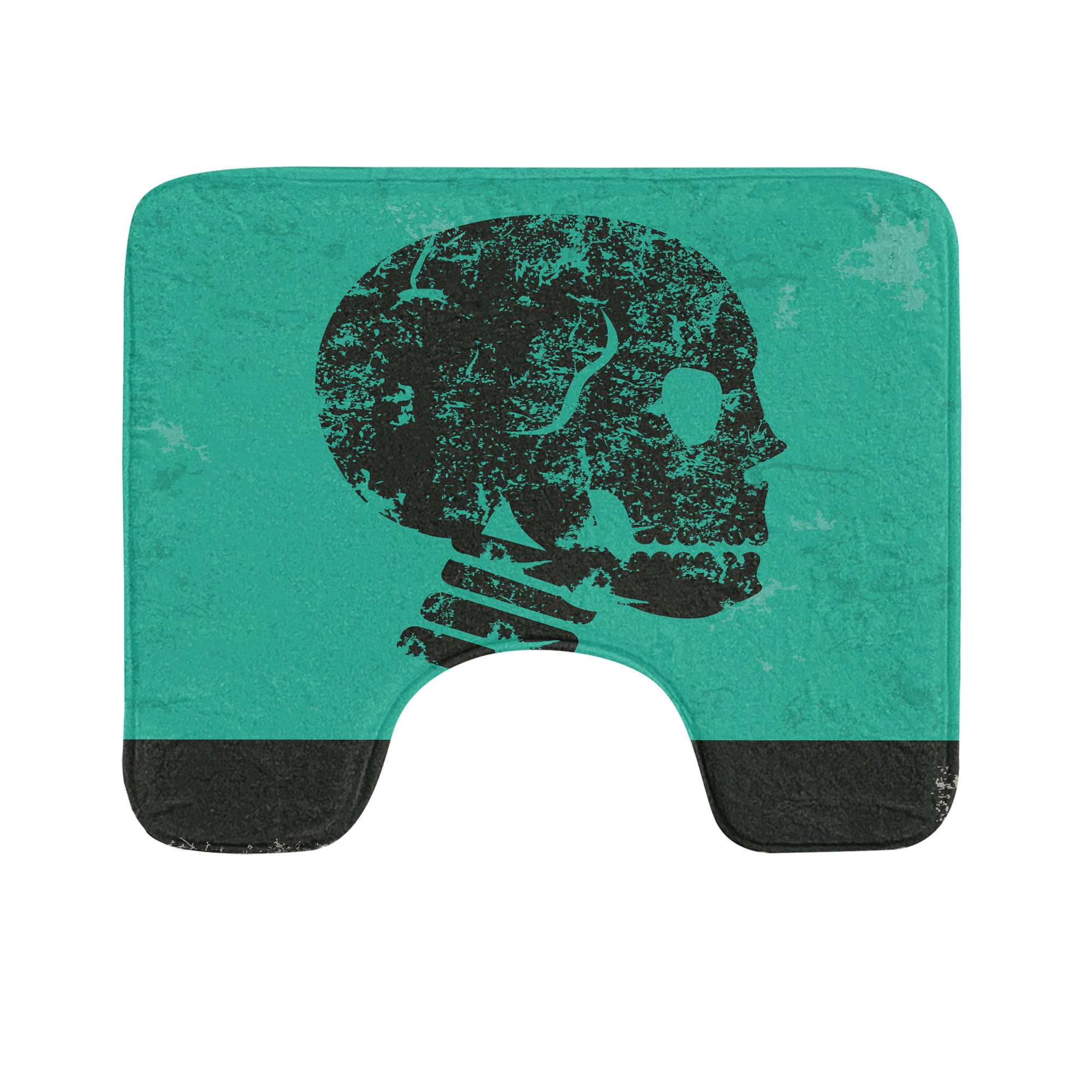 Dakota Fields Skull Toilet Mat U-Shape Bathroom Rug 20" Jade Green and ...